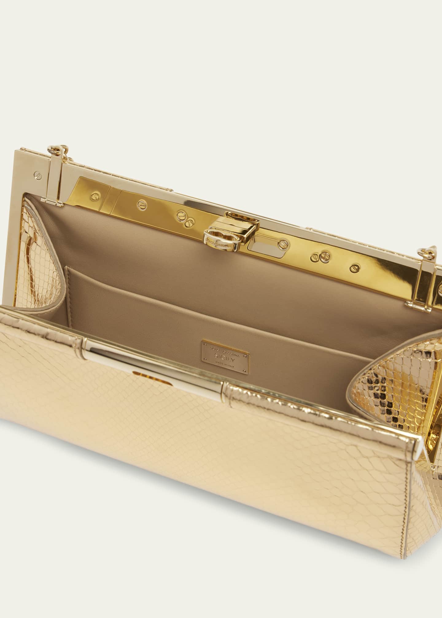 Dolce&Gabbana Marlene Medium Metallic Python Clutch Bag - Bergdorf Goodman