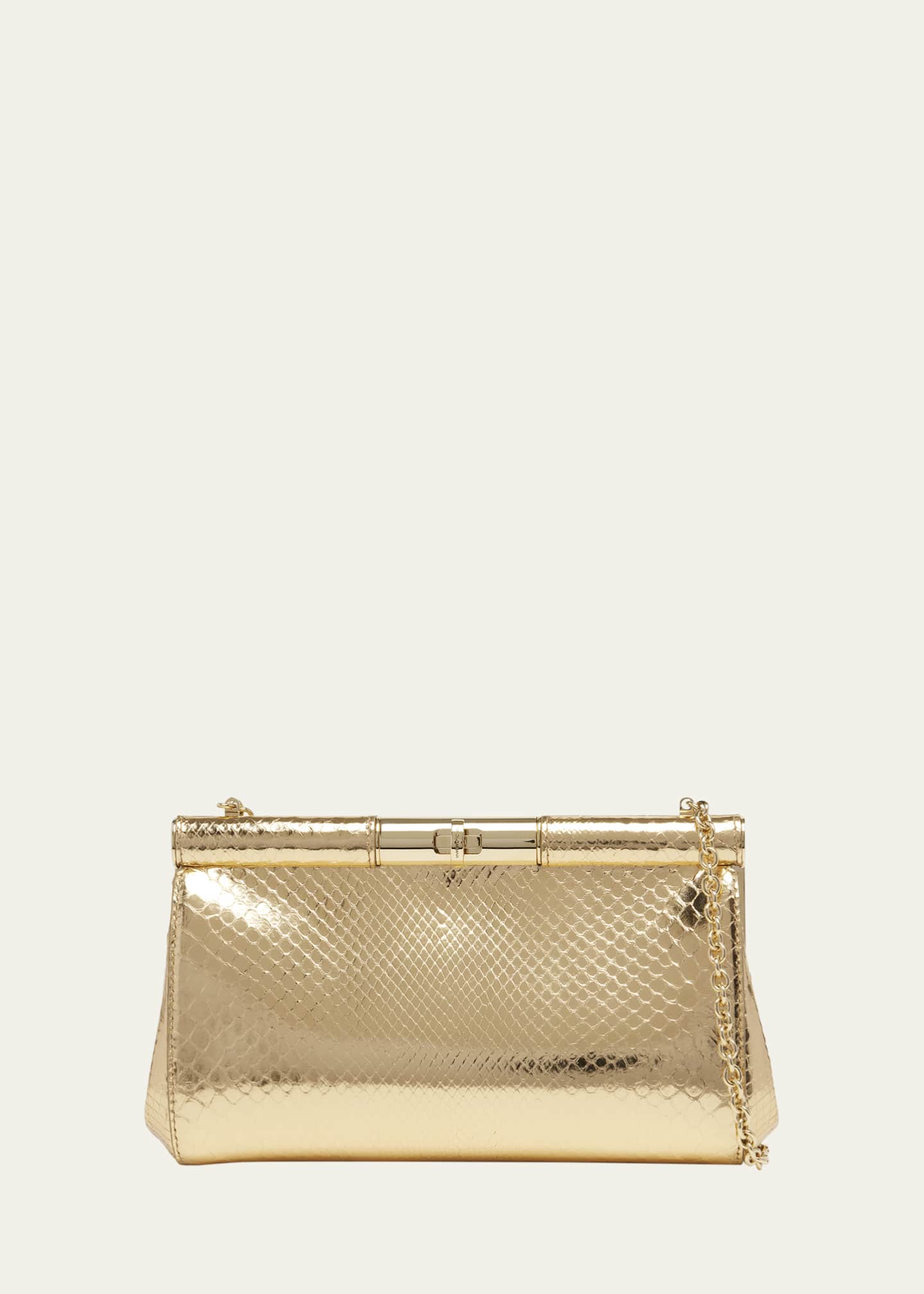 Dolce&Gabbana Marlene Medium Metallic Python Clutch Bag - Bergdorf Goodman