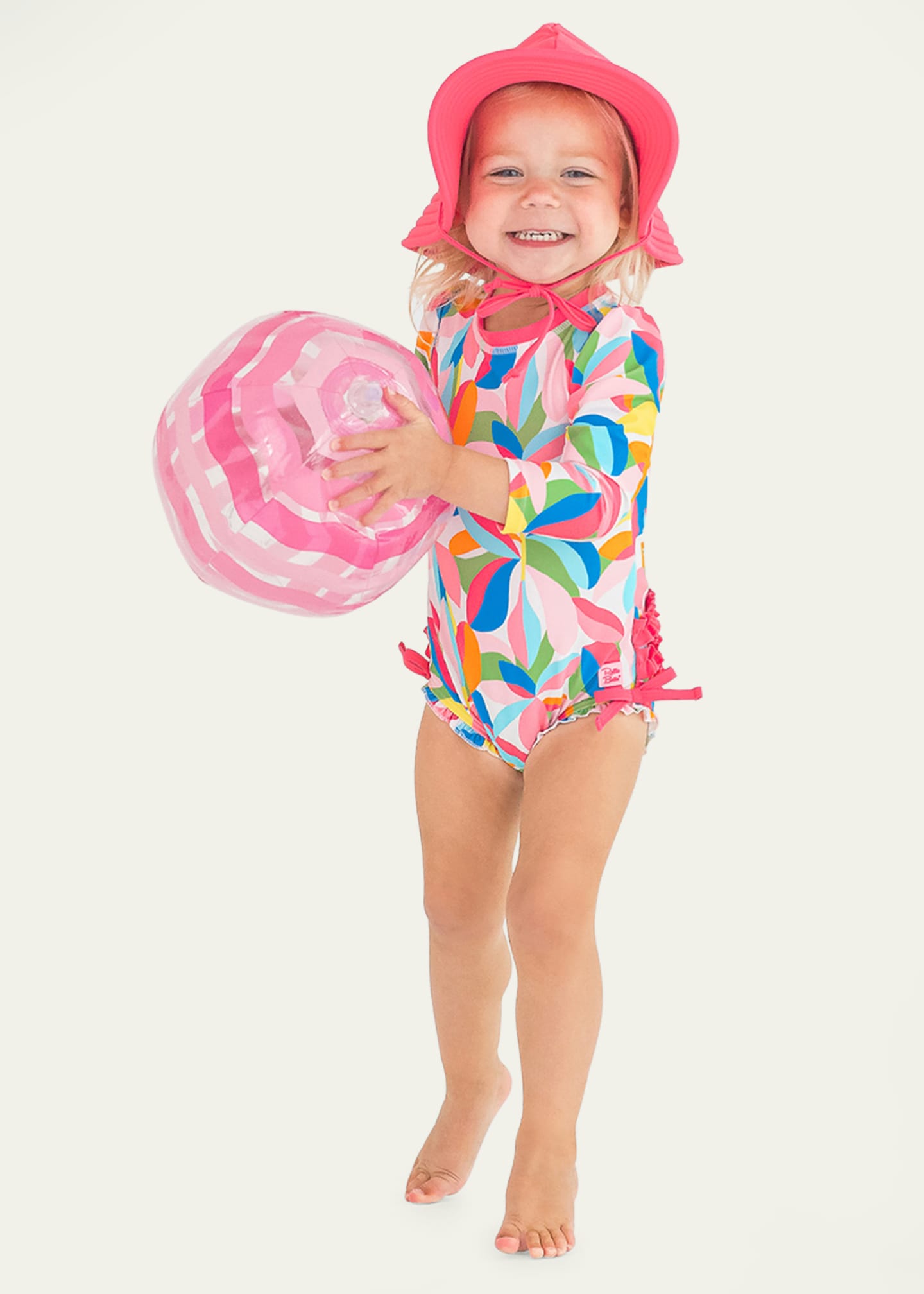 RuffleButts Girl's Tropical One-Piece Rash Guard and Hat Set, Size 0M ...