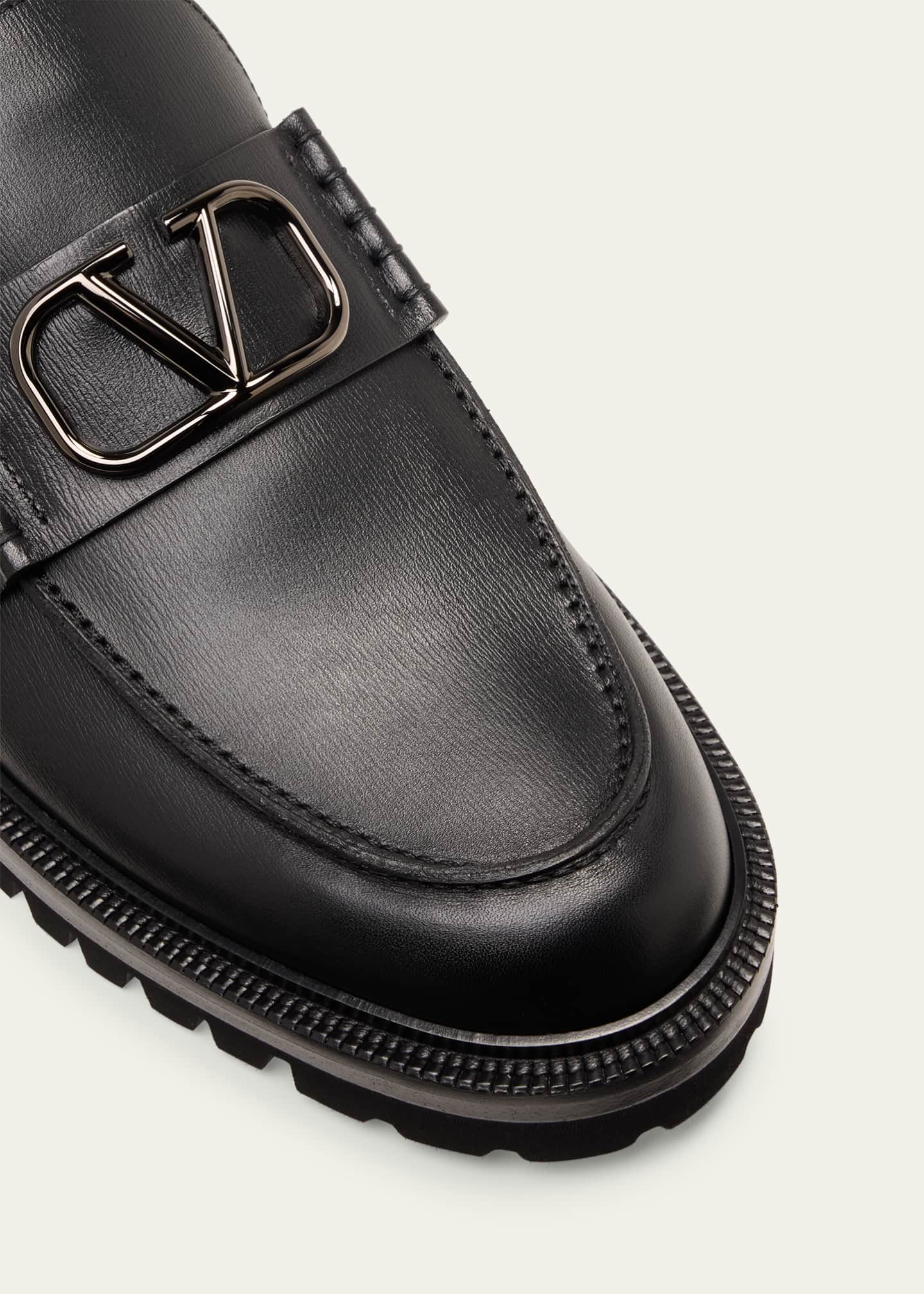 Valentino Garavani Men's VLogo Leather Lug Sole Loafers - Bergdorf Goodman
