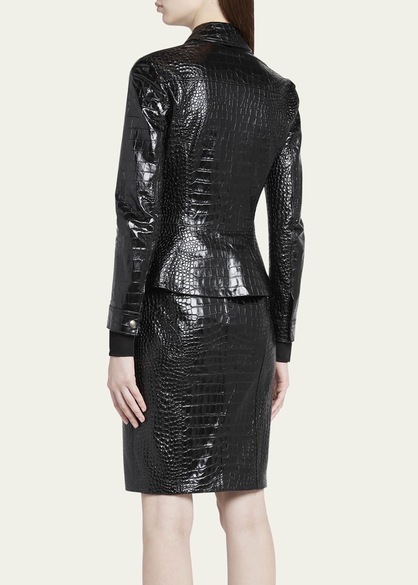 TOM FORD Croc-Embossed Fitted Leather Jacket - Bergdorf Goodman