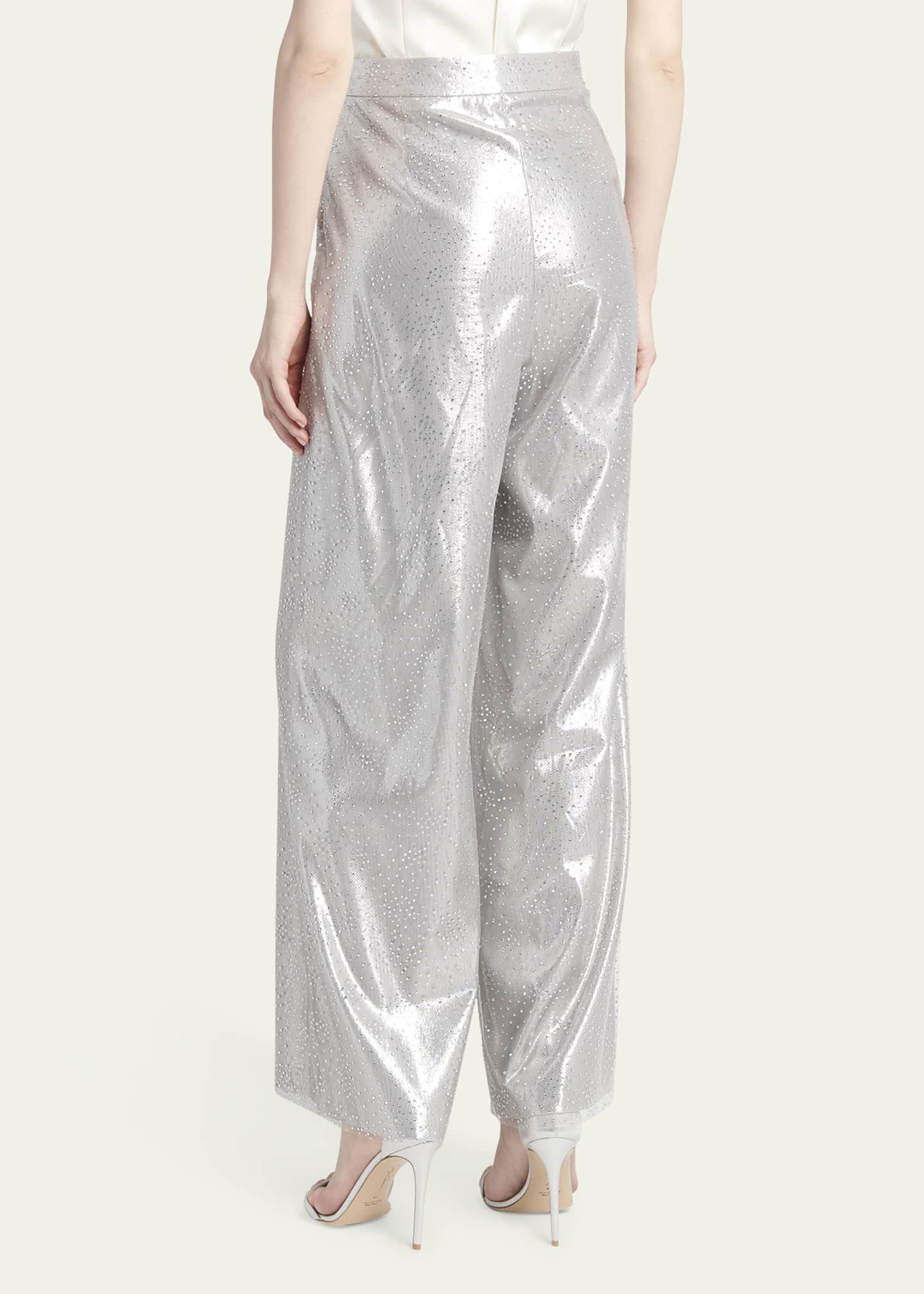 Giorgio Armani Crystal Wide-Leg Silk Trousers - Bergdorf Goodman