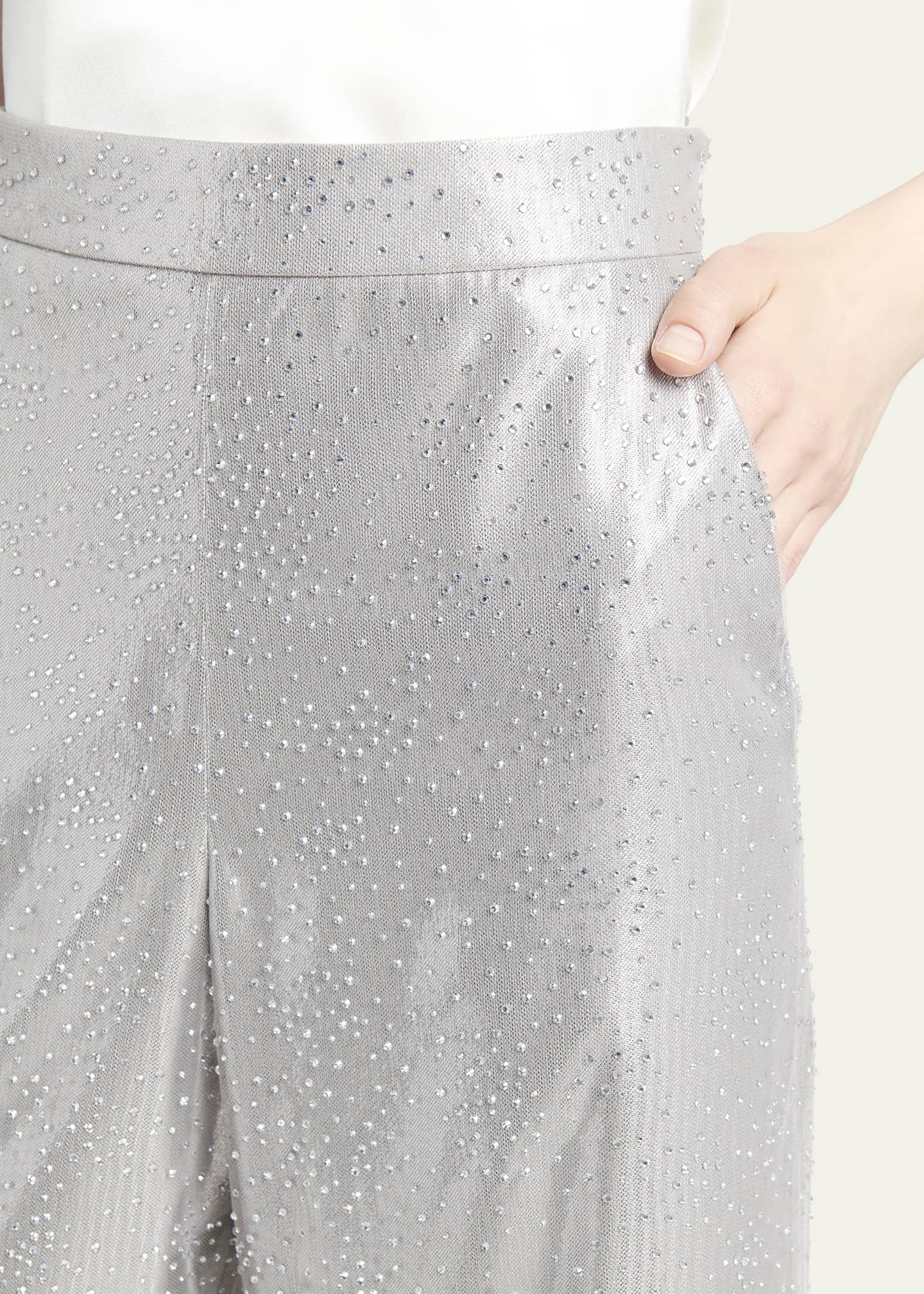 Giorgio Armani Crystal Wide-Leg Silk Trousers - Bergdorf Goodman