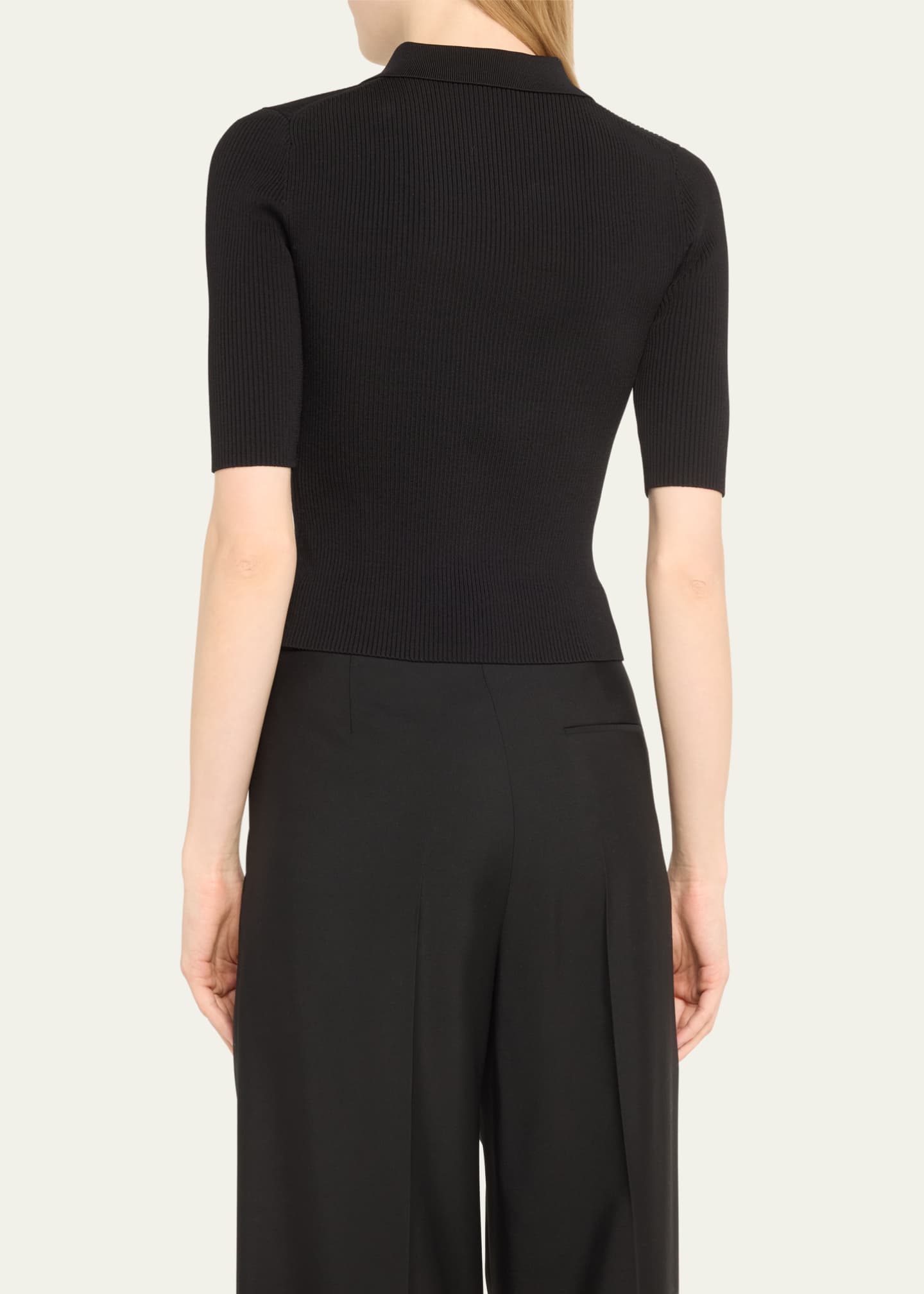 SIMKHAI Secily Short-Sleeve Knit Polo Top - Bergdorf Goodman
