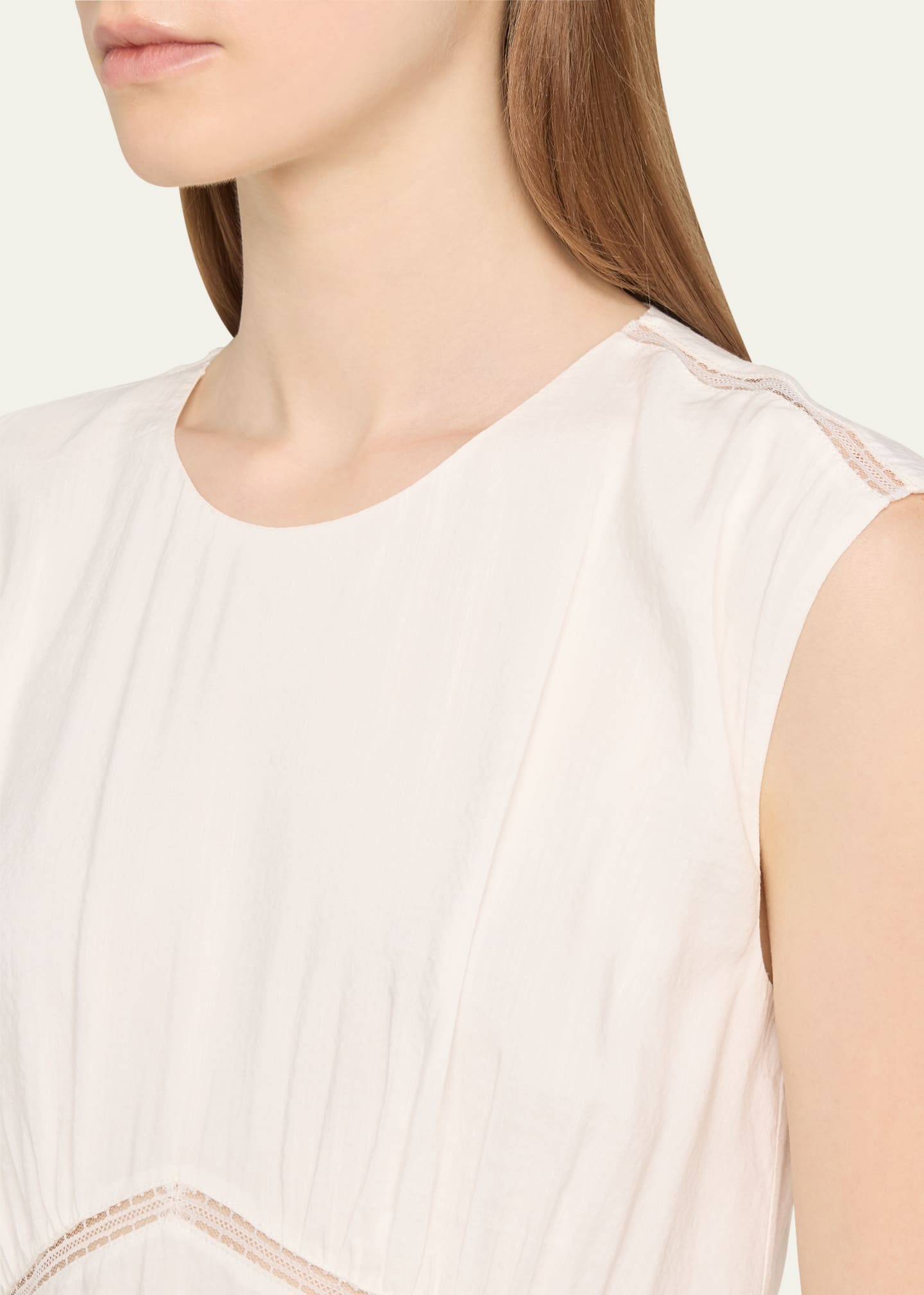 FRAME Gathered Seam Lace Inset Midi Dress - Bergdorf Goodman