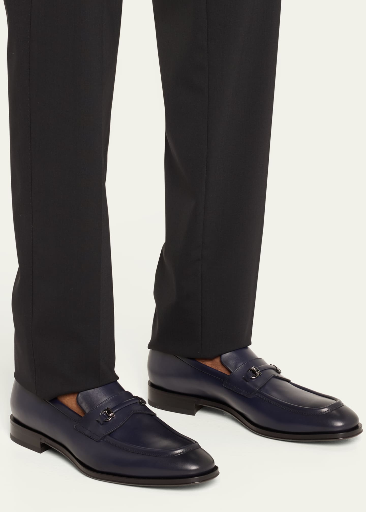 Ferragamo Men's Desmond Mini Gancini Leather Bit Loafers - Bergdorf Goodman