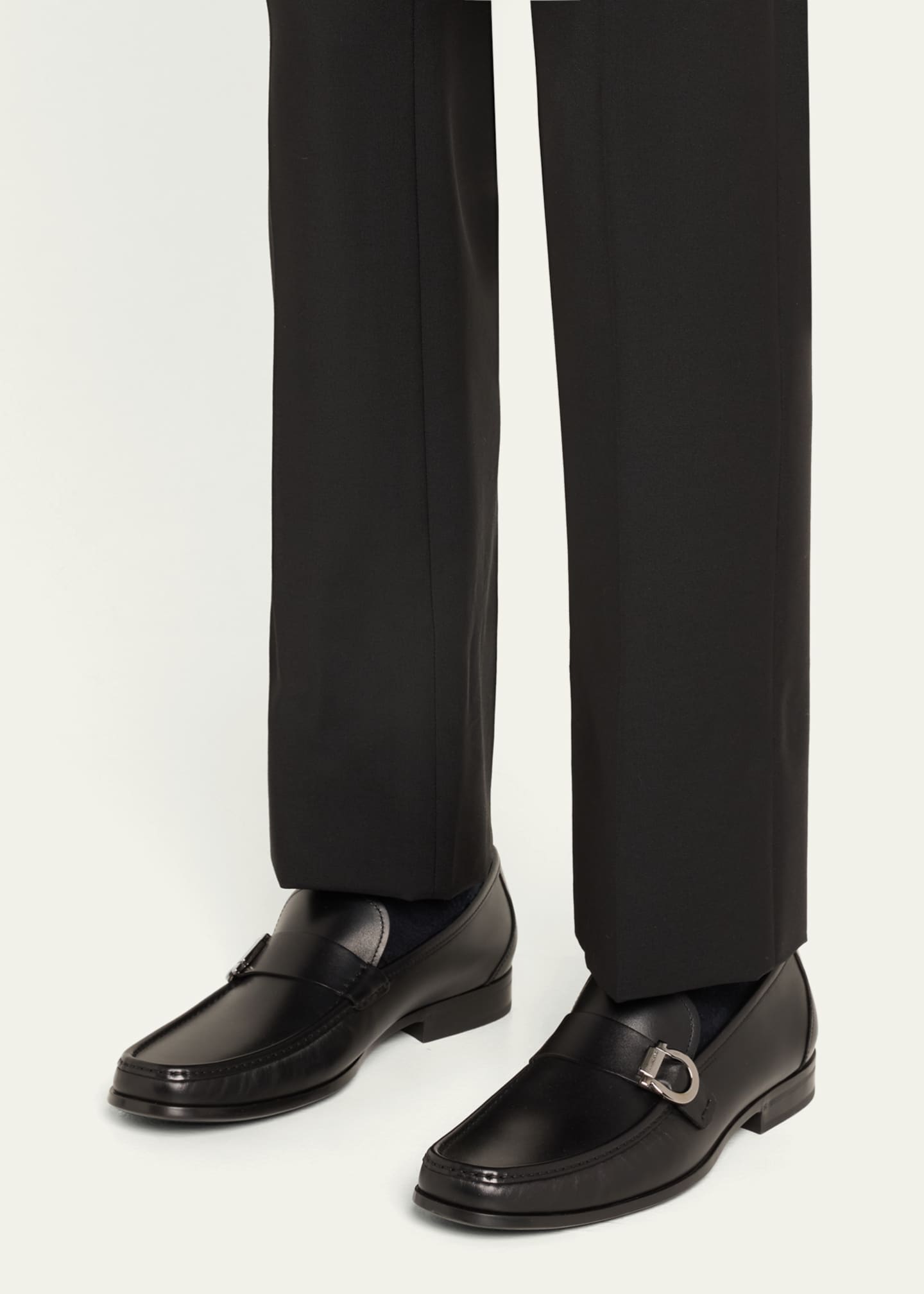 Ferragamo Men's Caspian Gancio Leather Loafers - Bergdorf Goodman