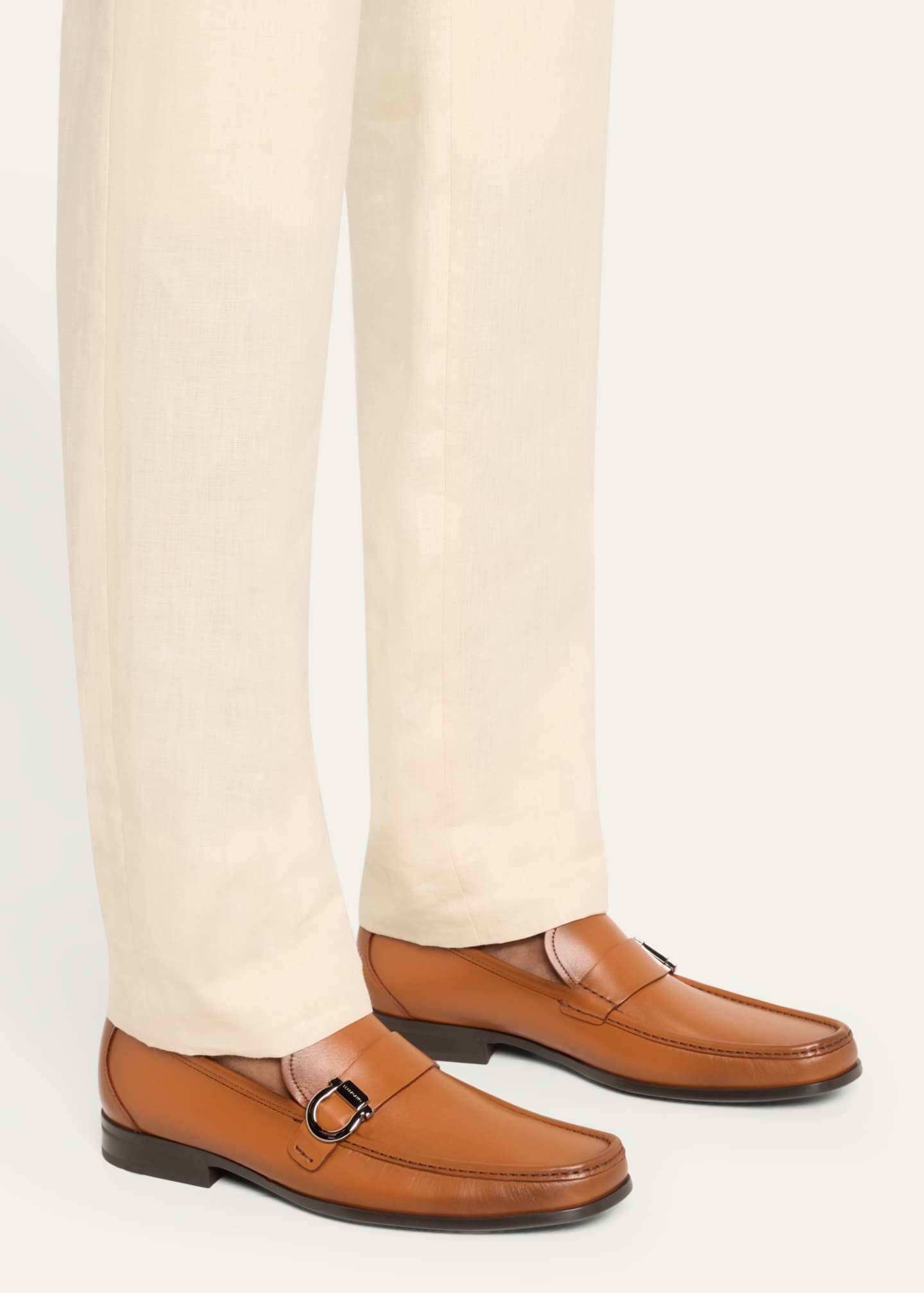 Ferragamo Men's Caspian Gancio Rubber-Sole Leather Loafers - Bergdorf ...