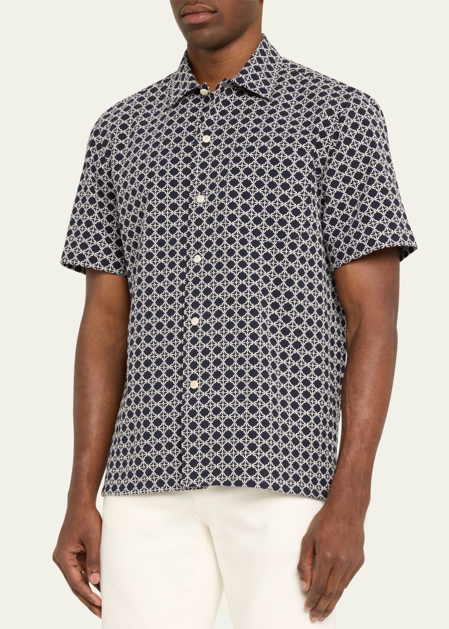 Salvatore Piccolo Men's Cotton Embroidered Short-Sleeve Shirt ...
