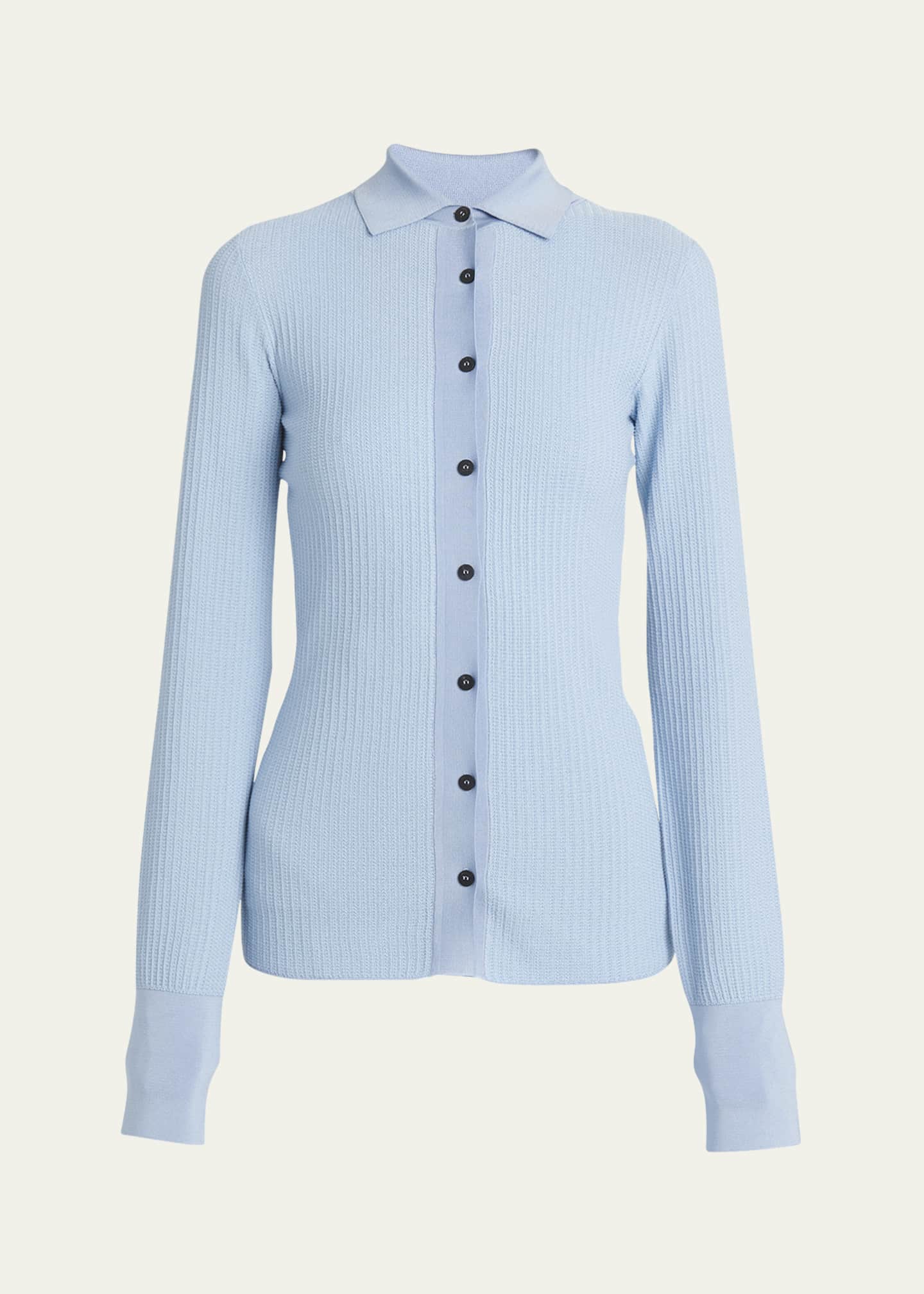 Ferragamo Cotton Silk Micro Jacquard Cardigan - Bergdorf Goodman