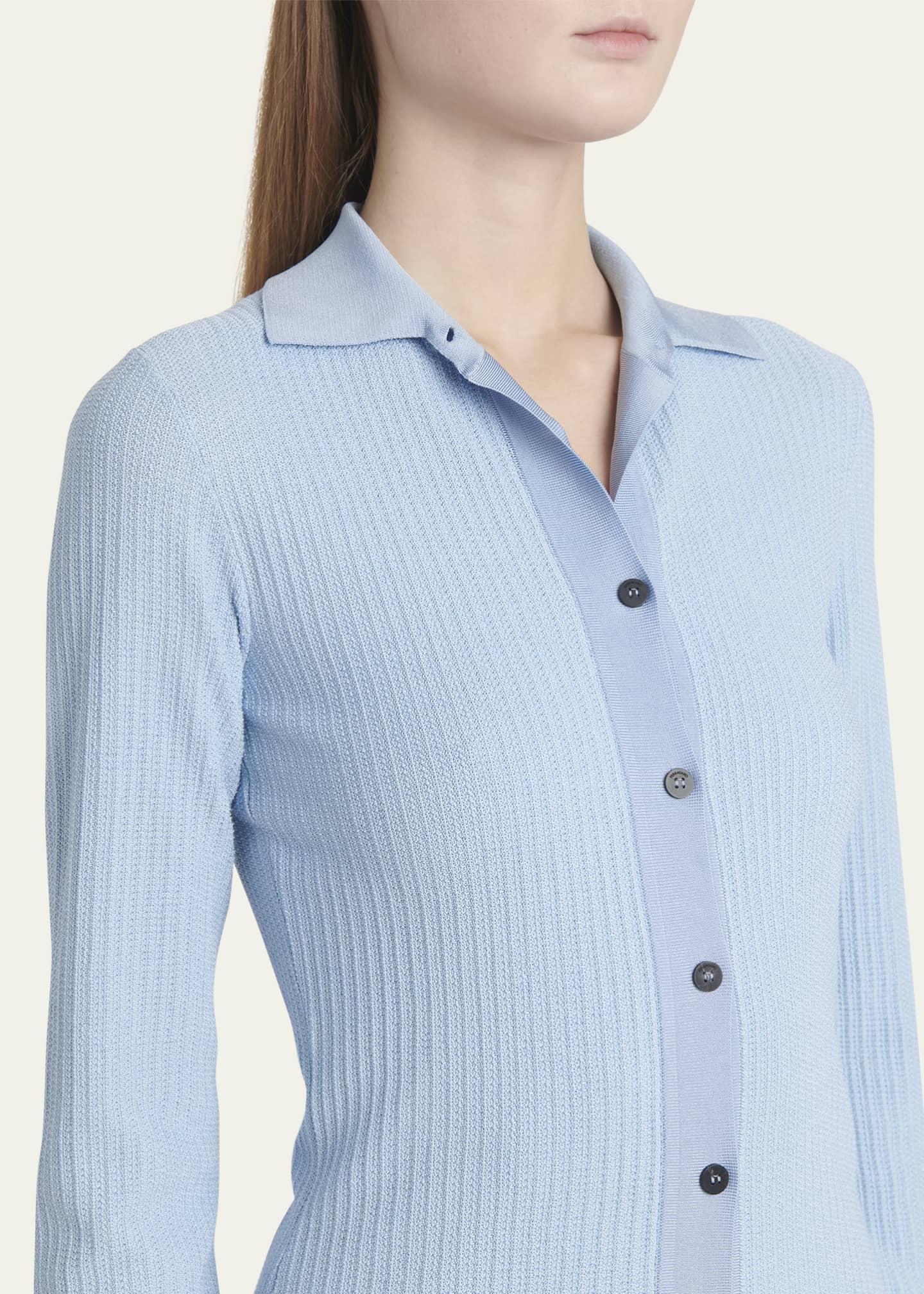 Ferragamo Cotton Silk Micro Jacquard Cardigan - Bergdorf Goodman