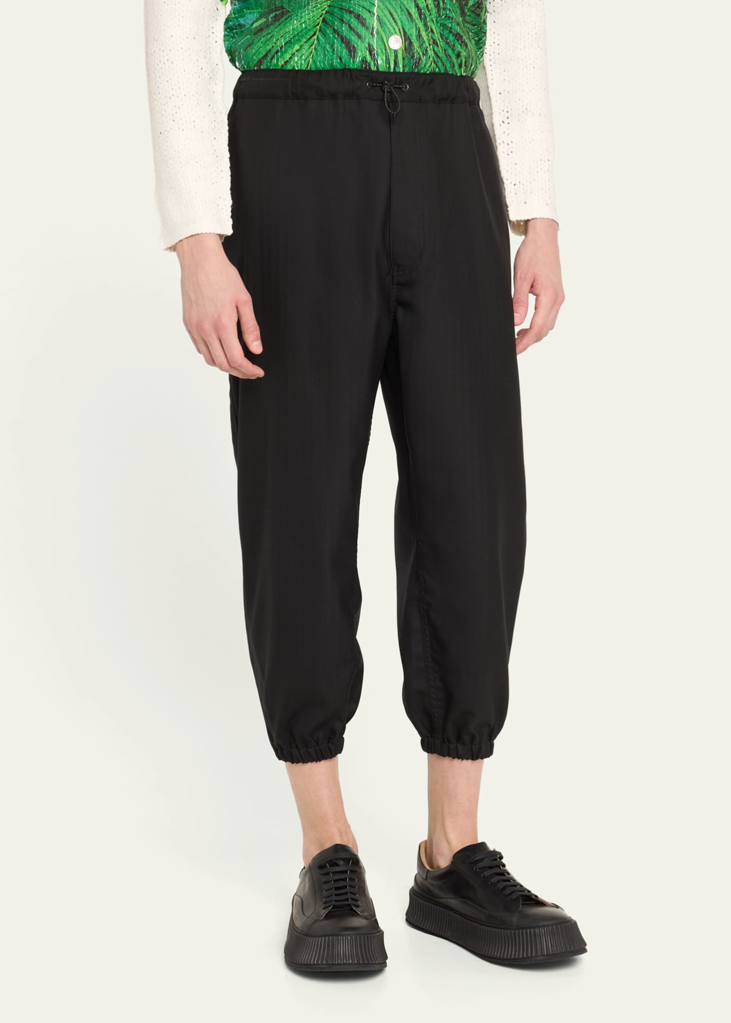 CDG HOMME Men's Wool Herringbone Elastic-Waist Pants - Bergdorf Goodman