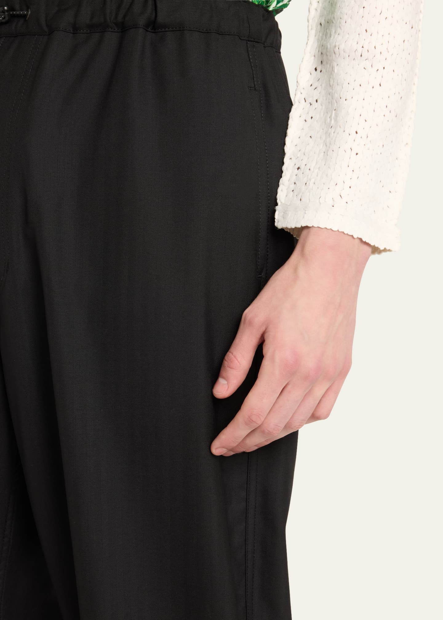 CDG HOMME Men's Wool Herringbone Elastic-Waist Pants - Bergdorf Goodman