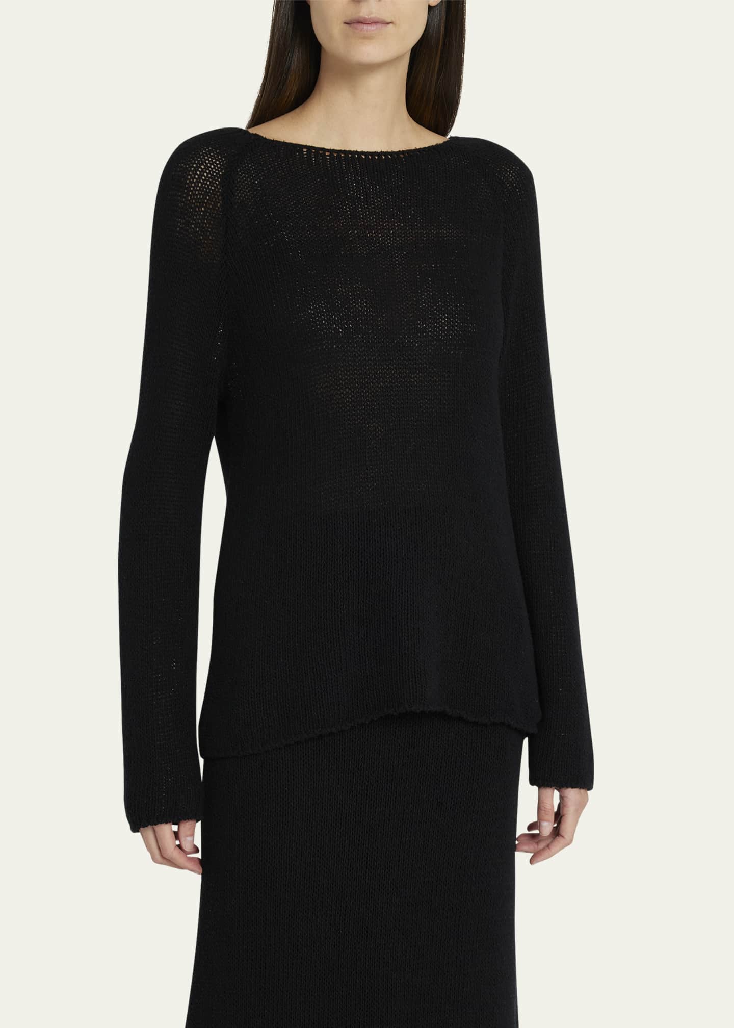 THE ROW Fausto Boat-Neck Open-Knit Silk Sweater - Bergdorf Goodman