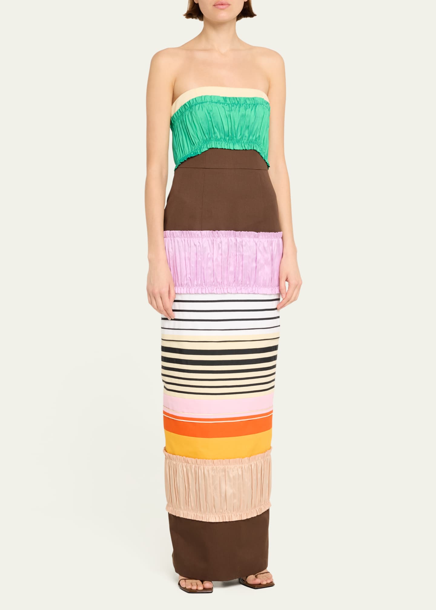 CHRISTOPHER JOHN ROGERS Crushed Ruffle Strapless Column Dress ...