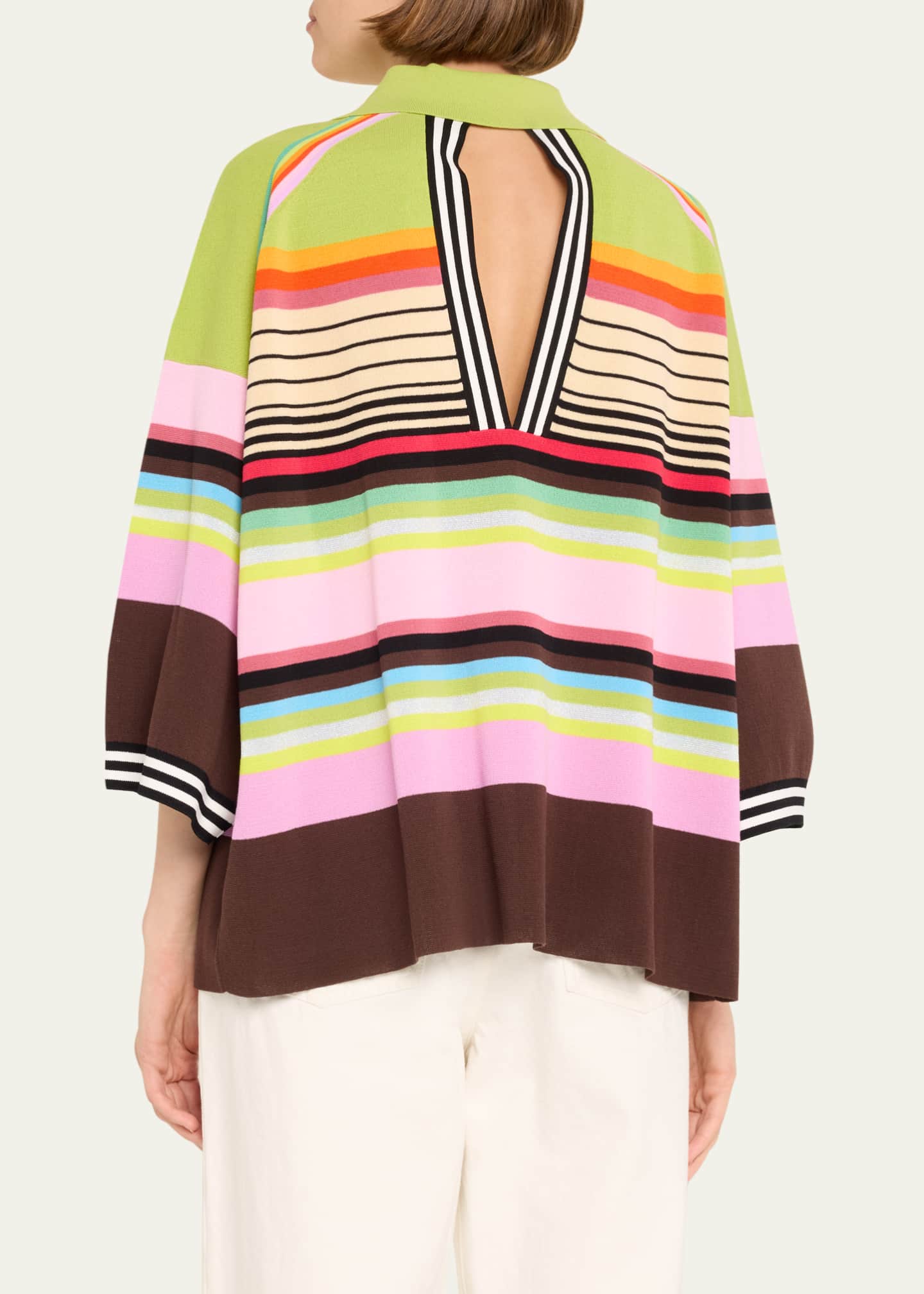 CHRISTOPHER JOHN ROGERS Striped Oversized Convertible Polo Sweater ...