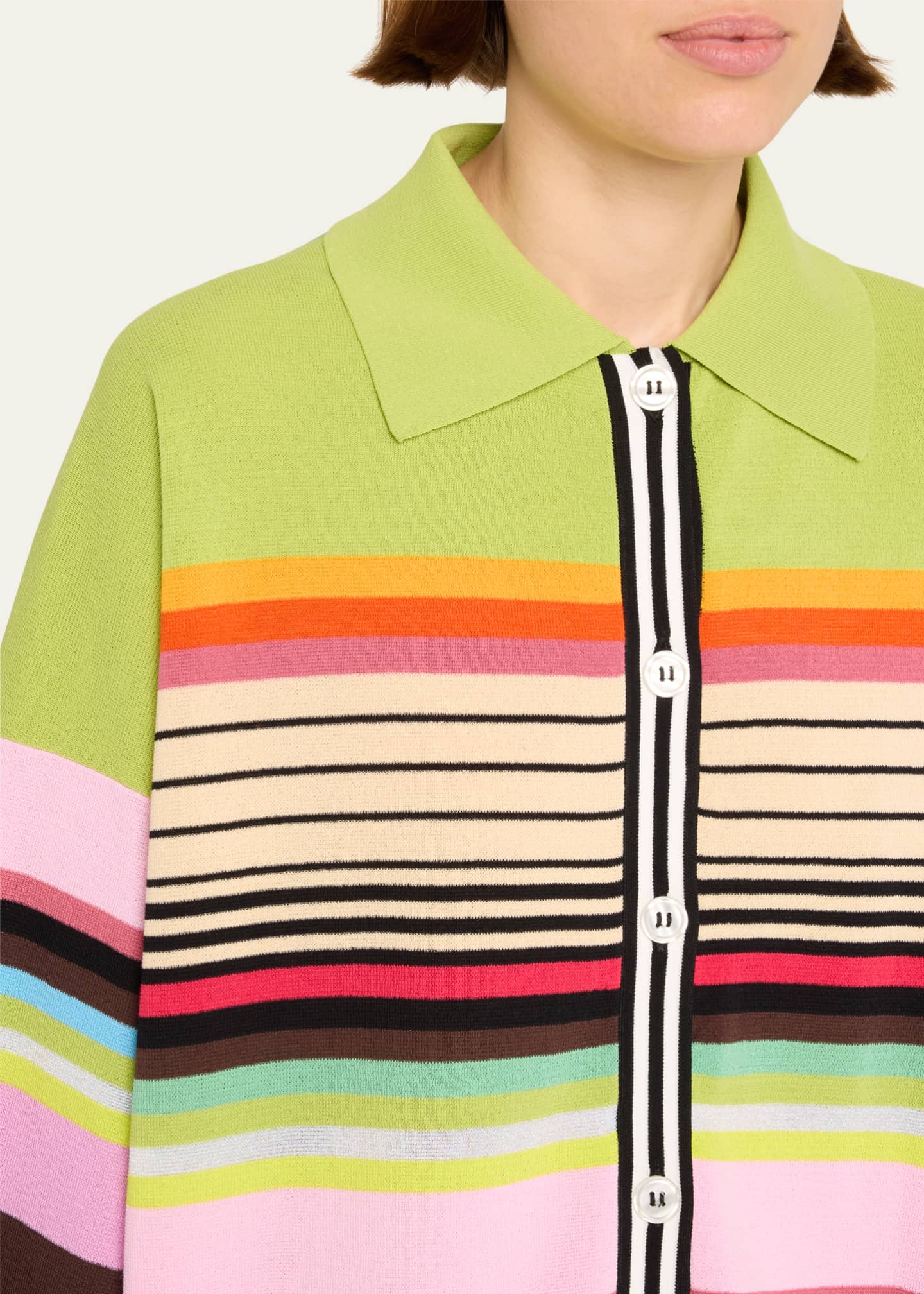 CHRISTOPHER JOHN ROGERS Striped Oversized Convertible Polo Sweater ...