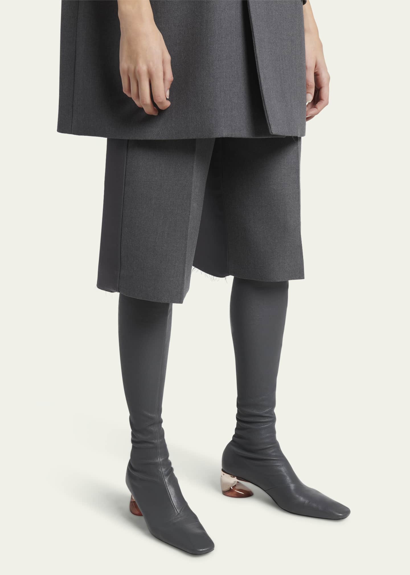 Jil Sander Stretch Leather Clear-Heel Thigh Boots - Bergdorf Goodman