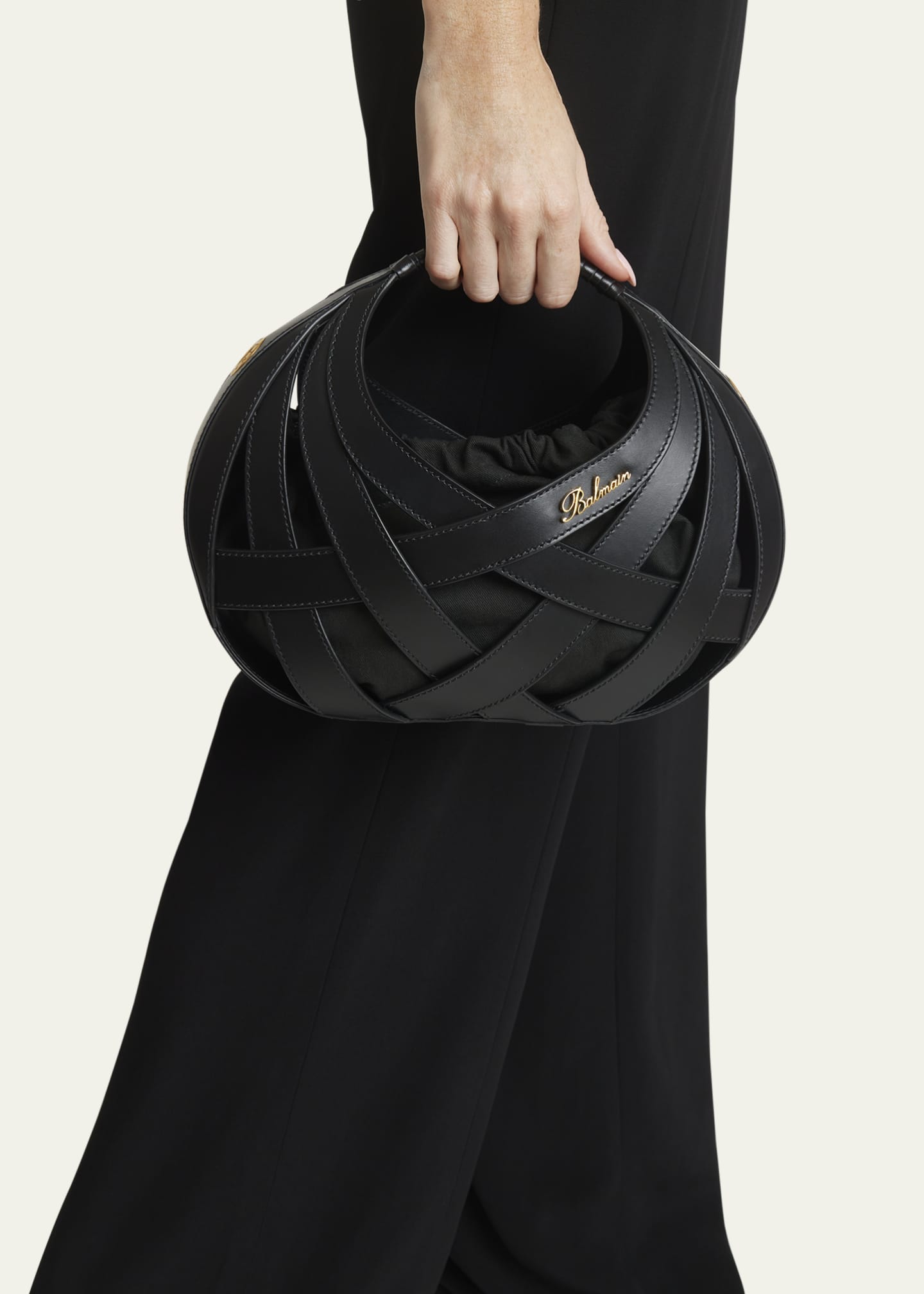 Balmain Round Basket Top-Handle Bag - Bergdorf Goodman