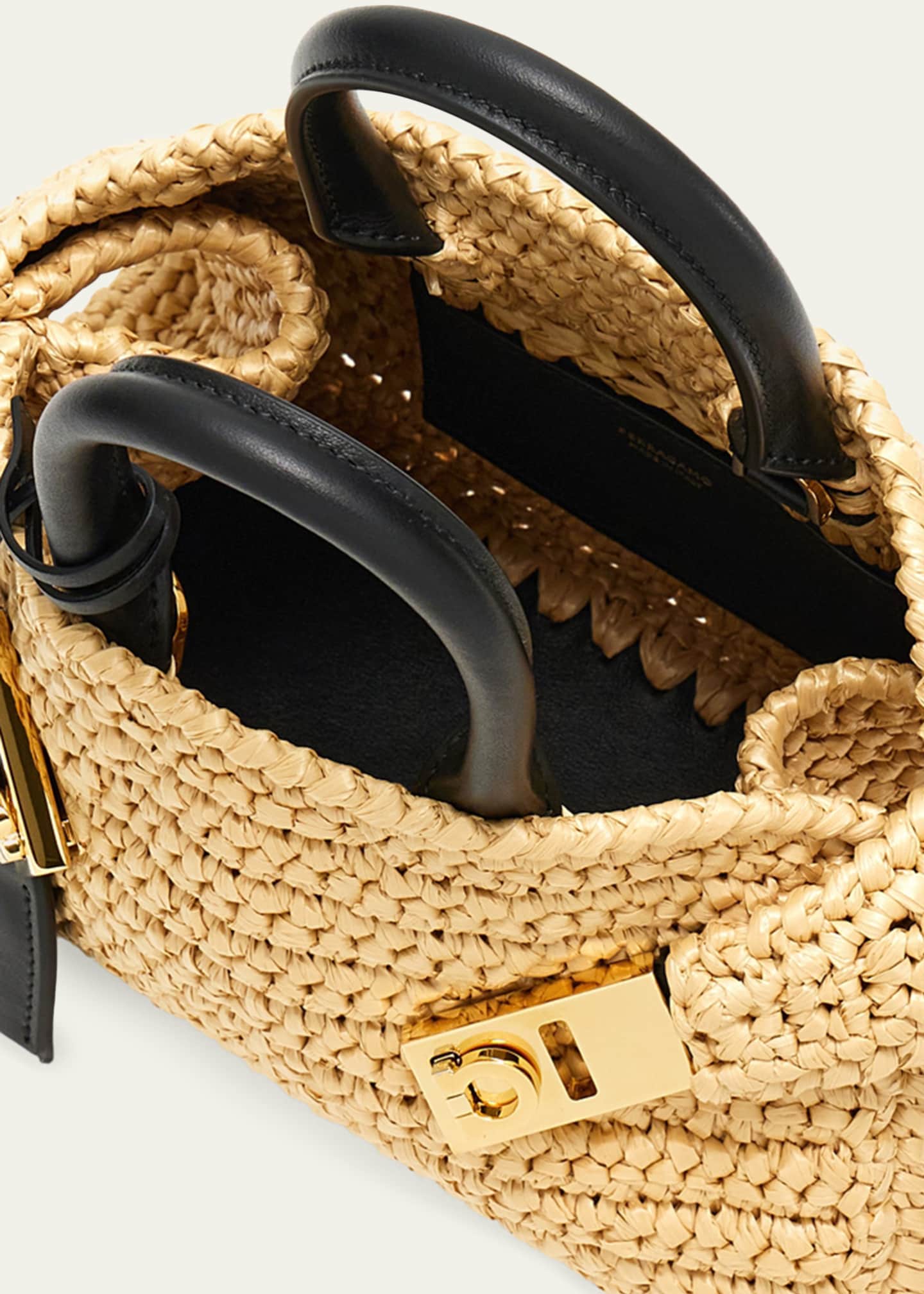 Ferragamo Hug Mini Crochet Raffia Top-Handle Bag - Bergdorf Goodman