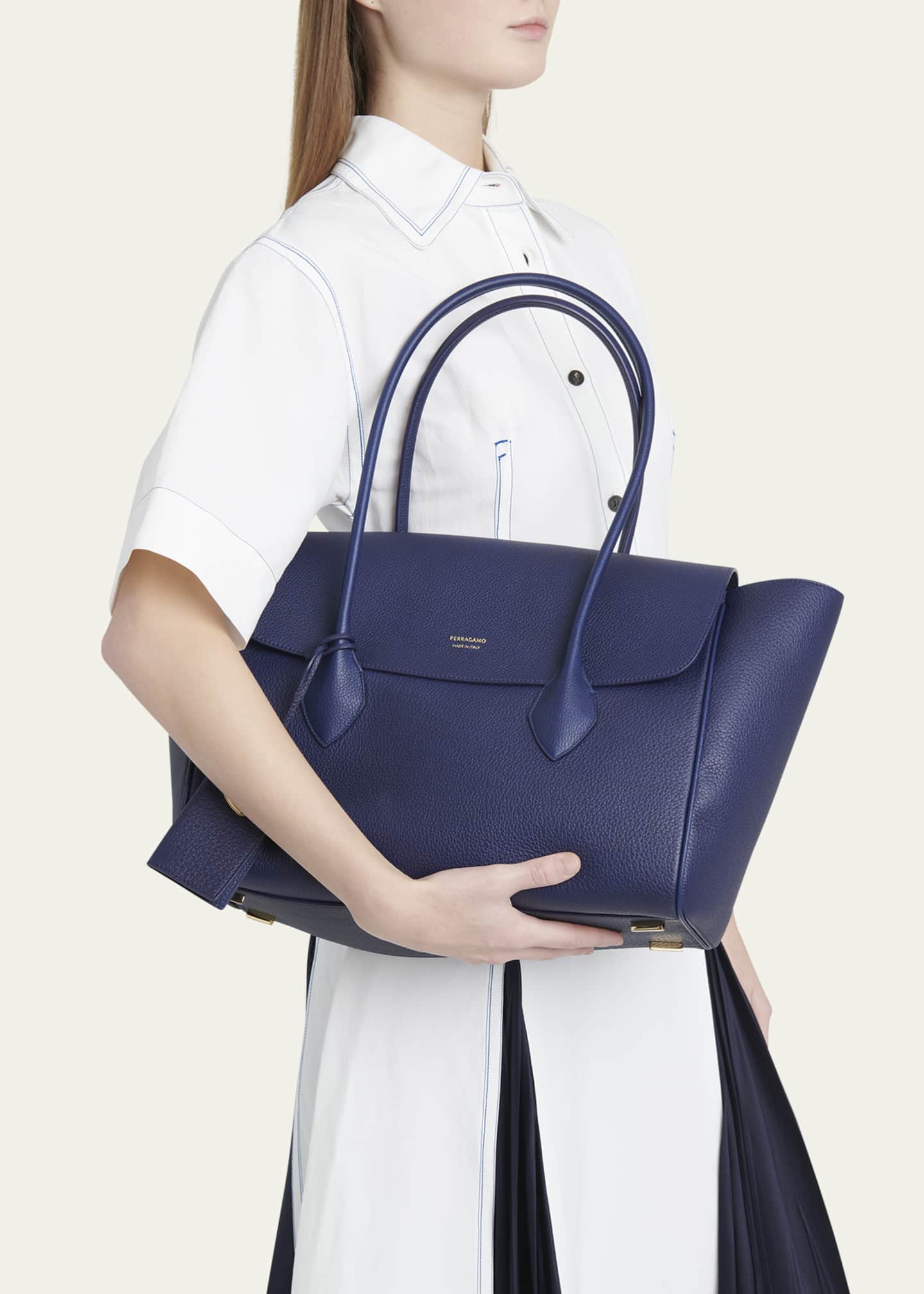 Ferragamo Firenze Flap Leather Tote Bag - Bergdorf Goodman