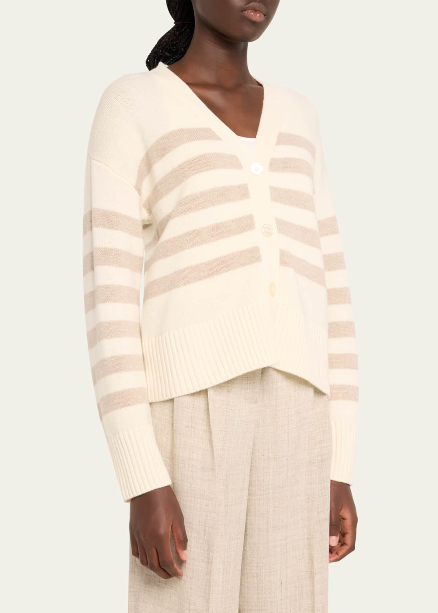 Kule The Raffa Wool Cashmere Striped Cardigan - Bergdorf Goodman