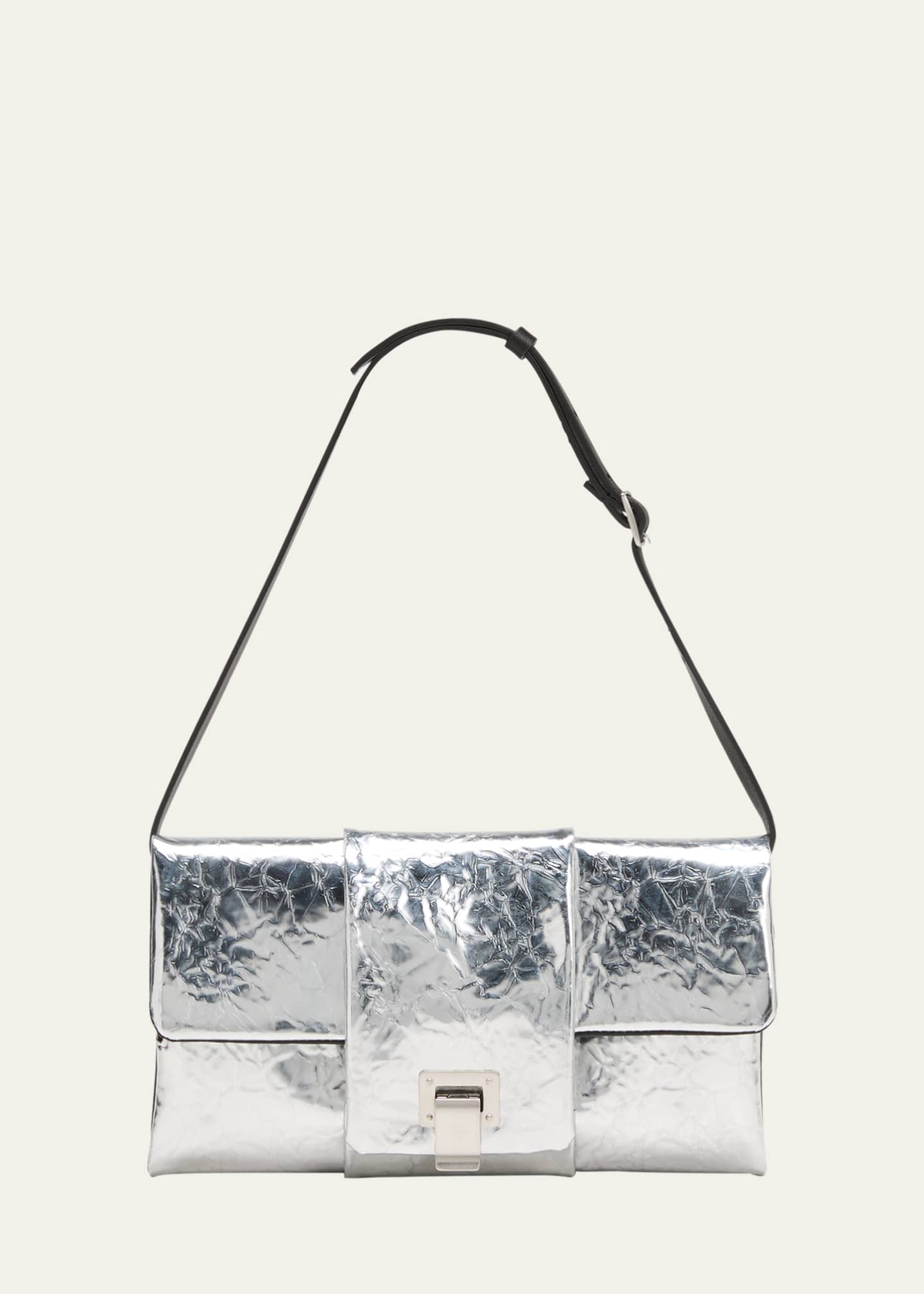 Proenza Schouler Flap Crinkled Metallic Leather Shoulder Bag - Bergdorf ...