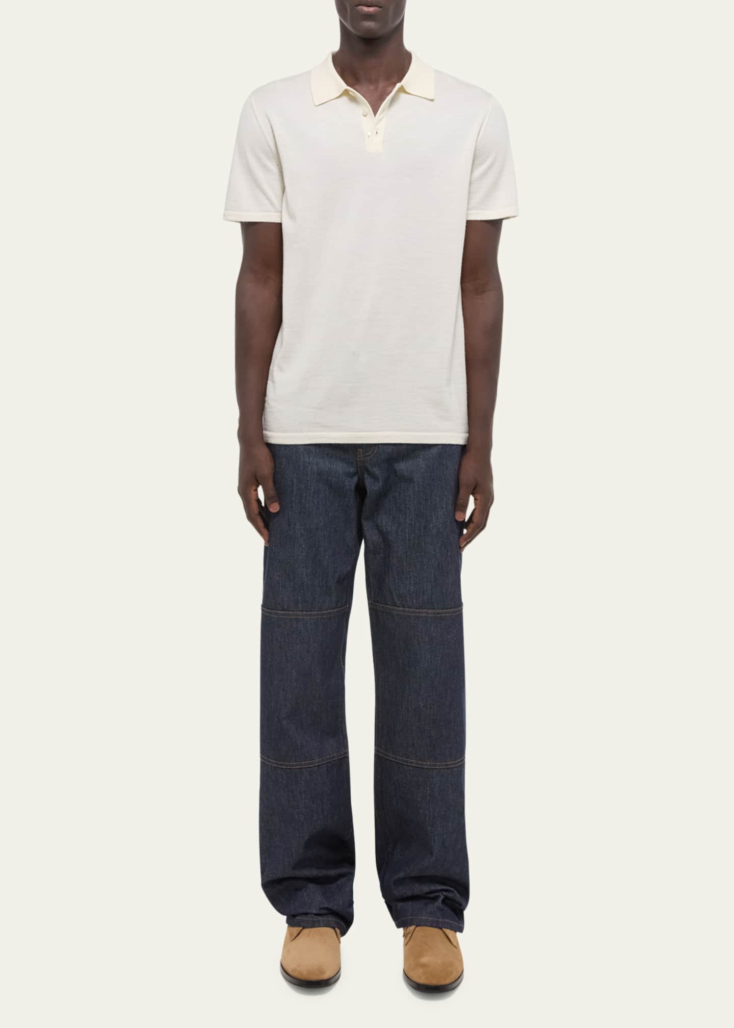 Helmut Lang Men's Wool-Silk Polo Shirt - Bergdorf Goodman