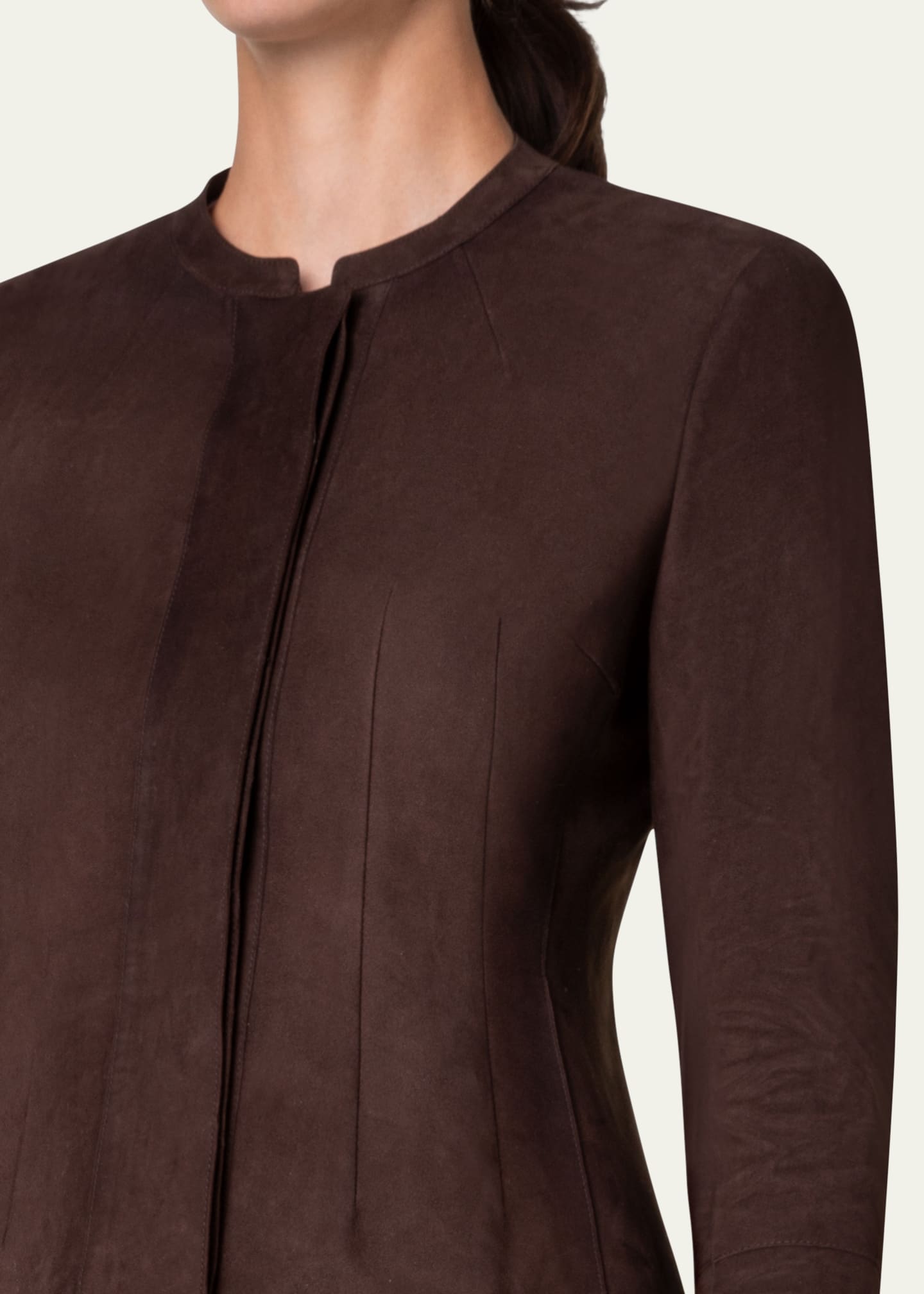 Akris Aniella Suede Fitted Jacket, Brown - Bergdorf Goodman