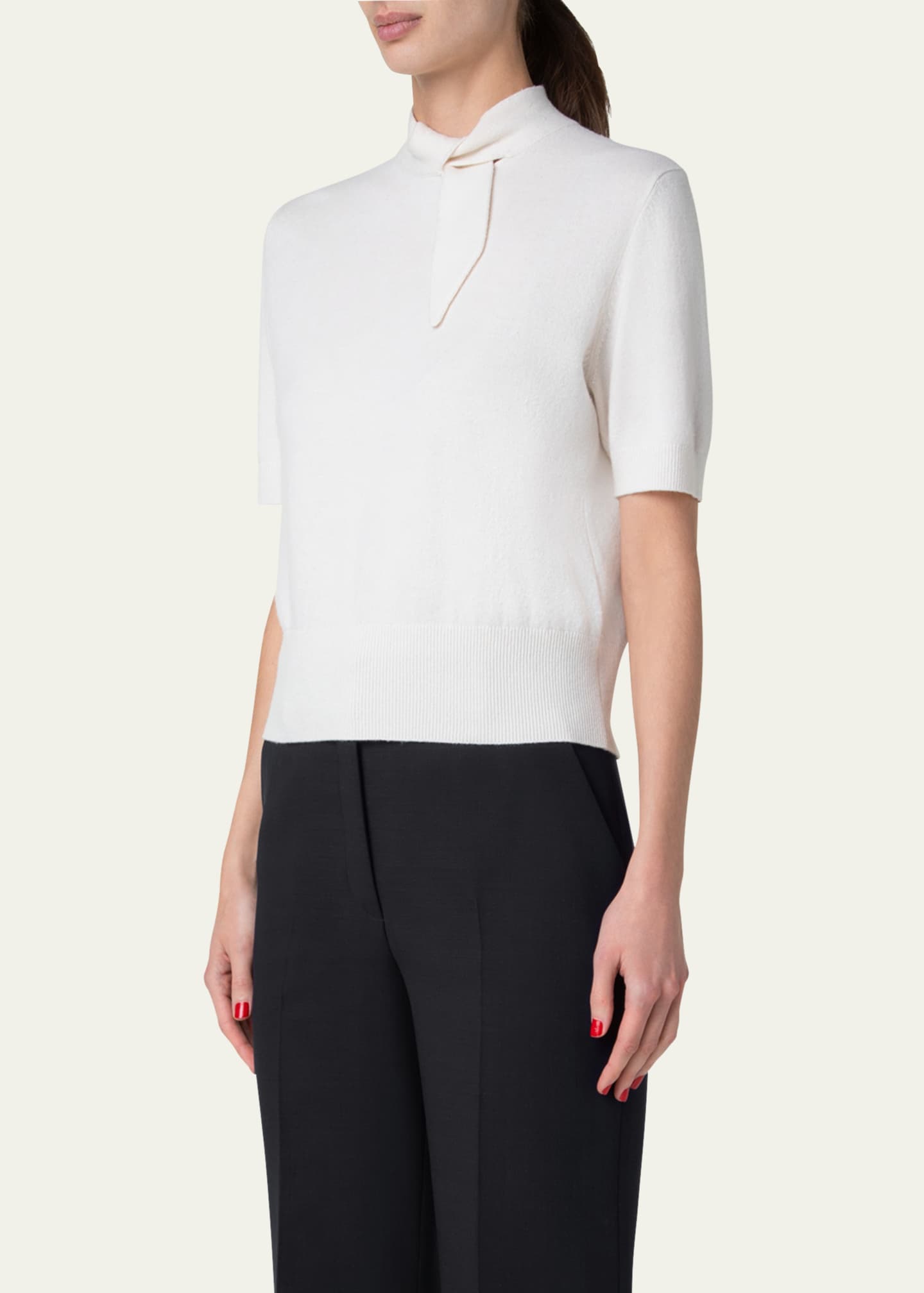 Akris Cashmere Knit Top with Knot Detail - Bergdorf Goodman