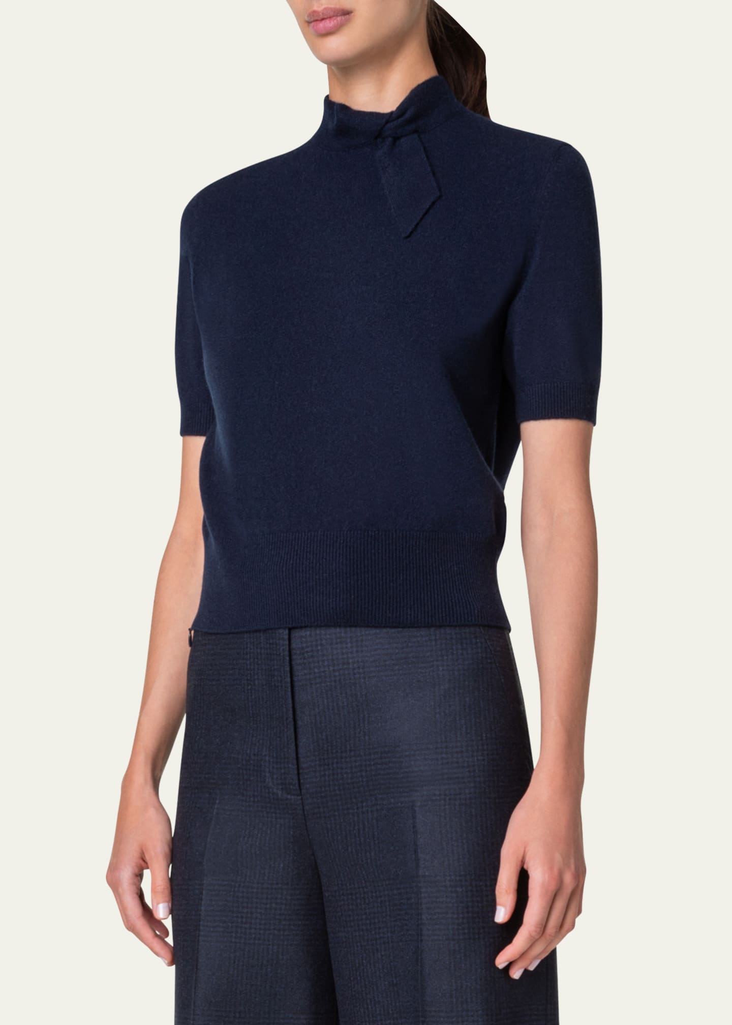 Akris Cashmere Knit Top with Knot Detail - Bergdorf Goodman