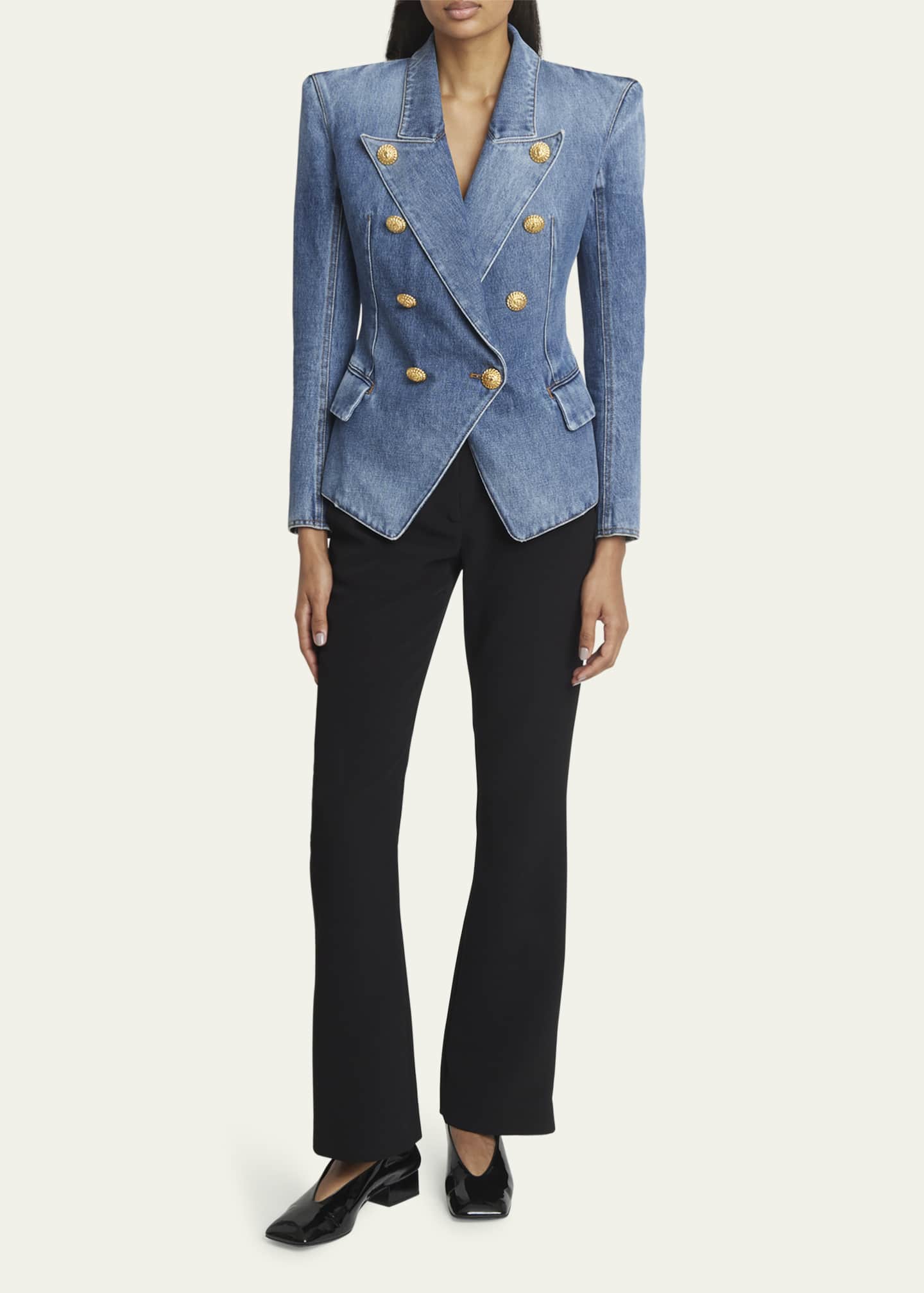 Balmain Double-Breasted Denim Blazer - Bergdorf Goodman