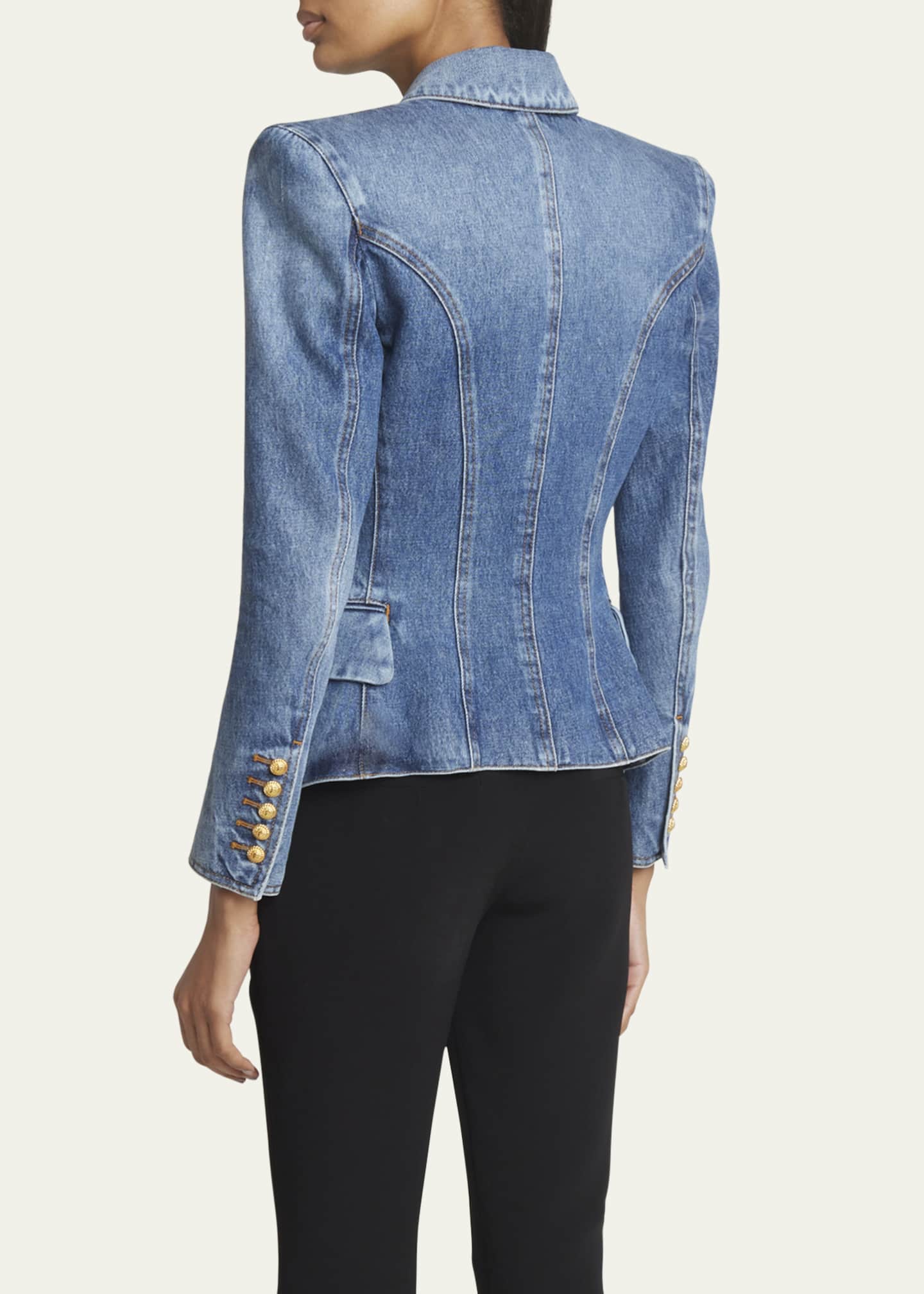 Balmain Double-Breasted Denim Blazer - Bergdorf Goodman