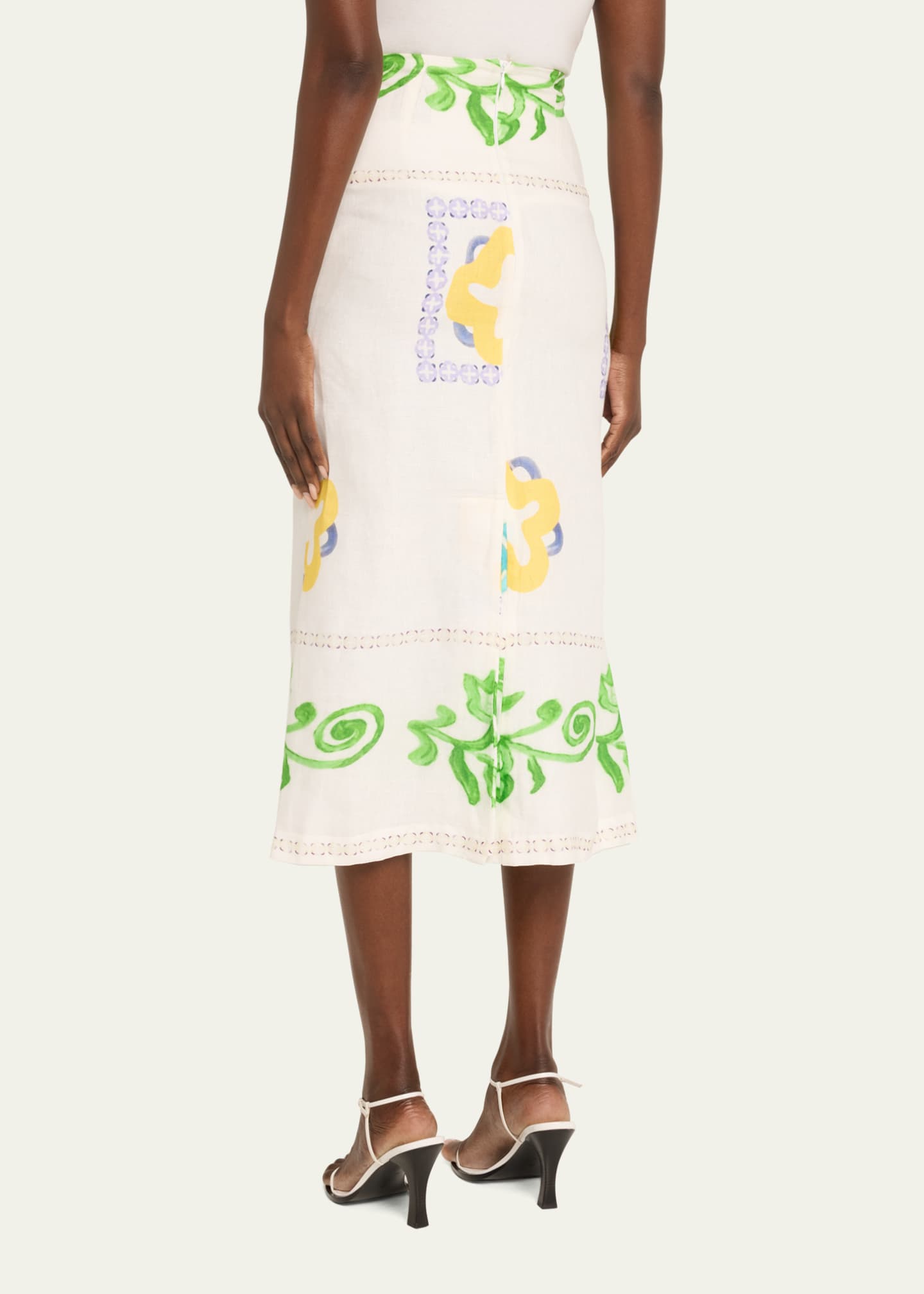 Silvia Tcherassi Atira Printed Linen Midi Skirt Bergdorf Goodman