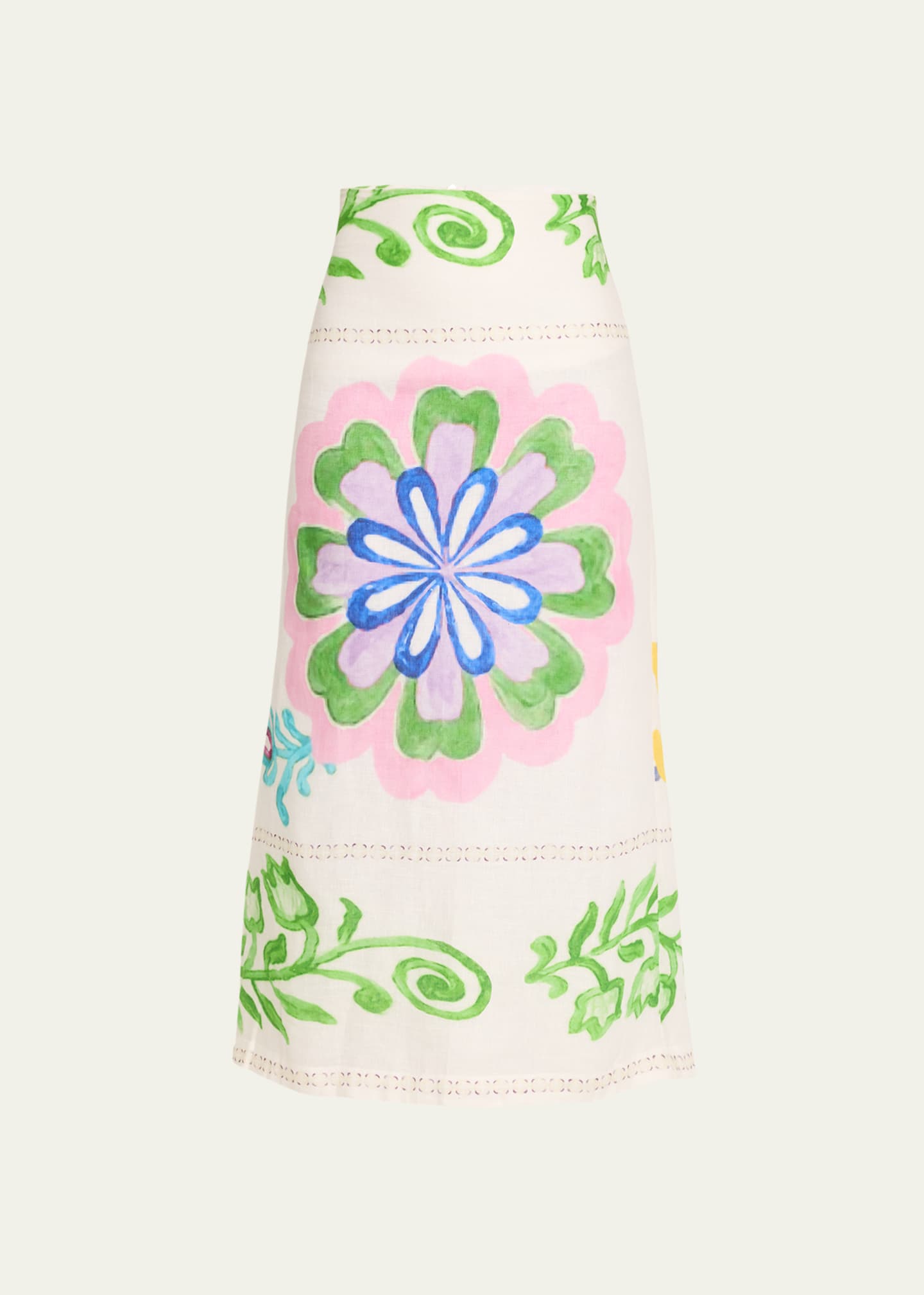 Silvia Tcherassi Atira Printed Linen Midi Skirt Bergdorf Goodman
