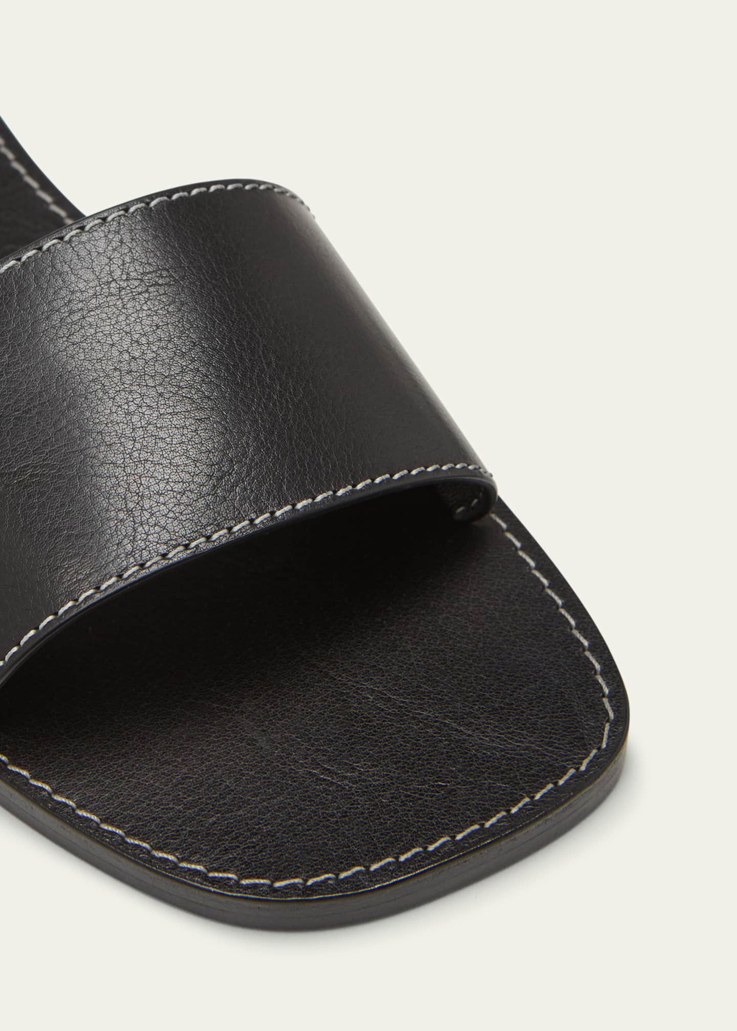 THE ROW Link Leather Flat Slide Sandals - Bergdorf Goodman