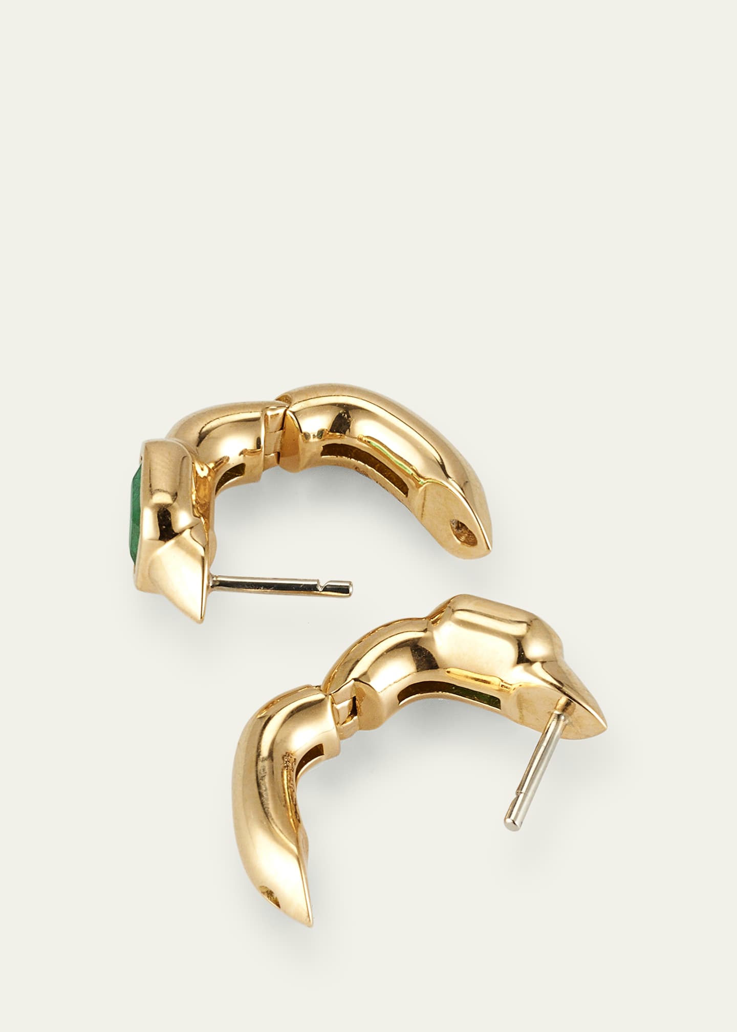 Uniform Object 18K Yellow Gold Tusk Huggie Earrings With Asscher-Cut Stones - Bergdorf Goodman