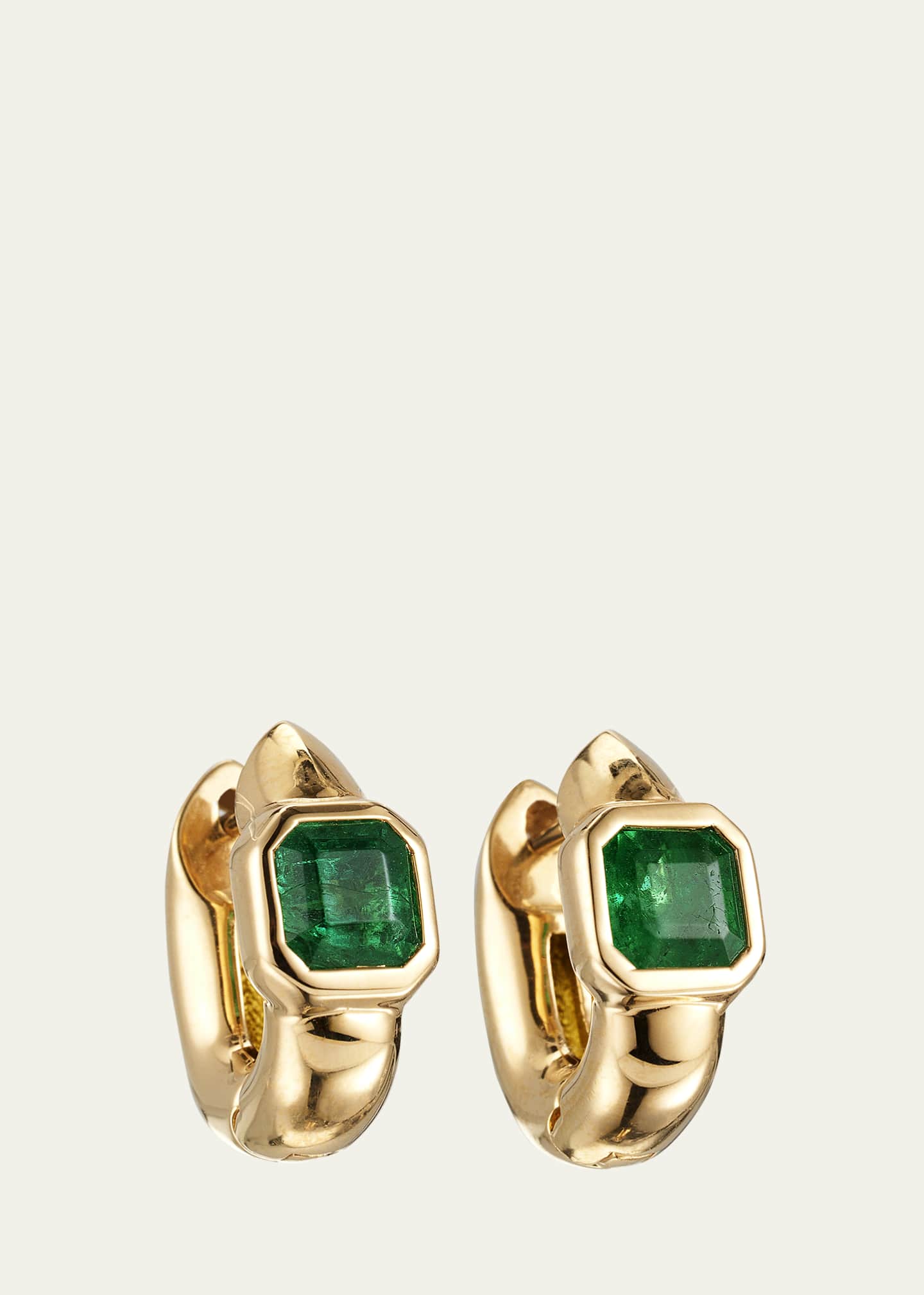 Uniform Object 18K Yellow Gold Tusk Huggie Earrings With Asscher-Cut Stones - Bergdorf Goodman