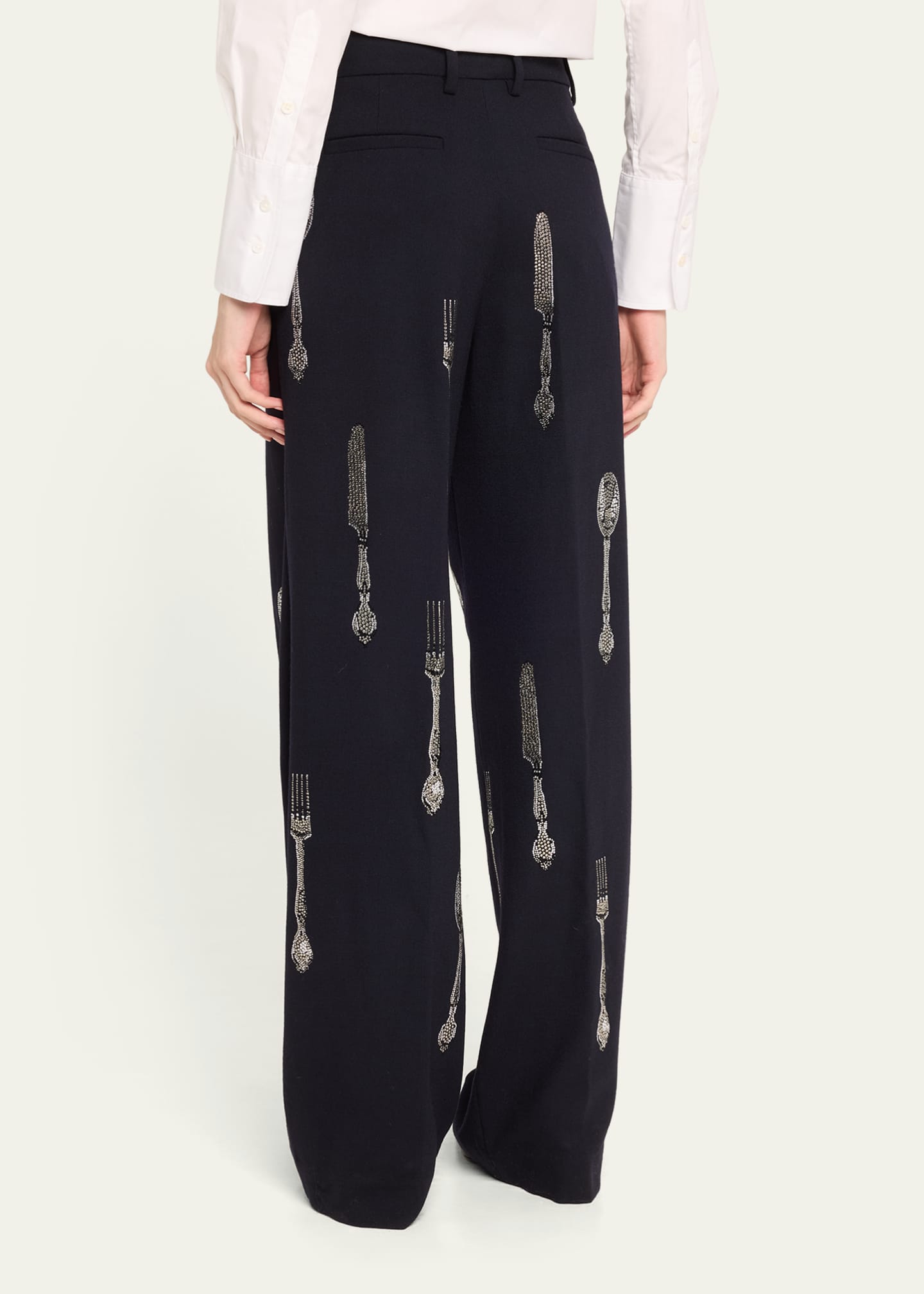 Libertine Michelin Star Wool Baggy Trousers with Crystal Detail ...
