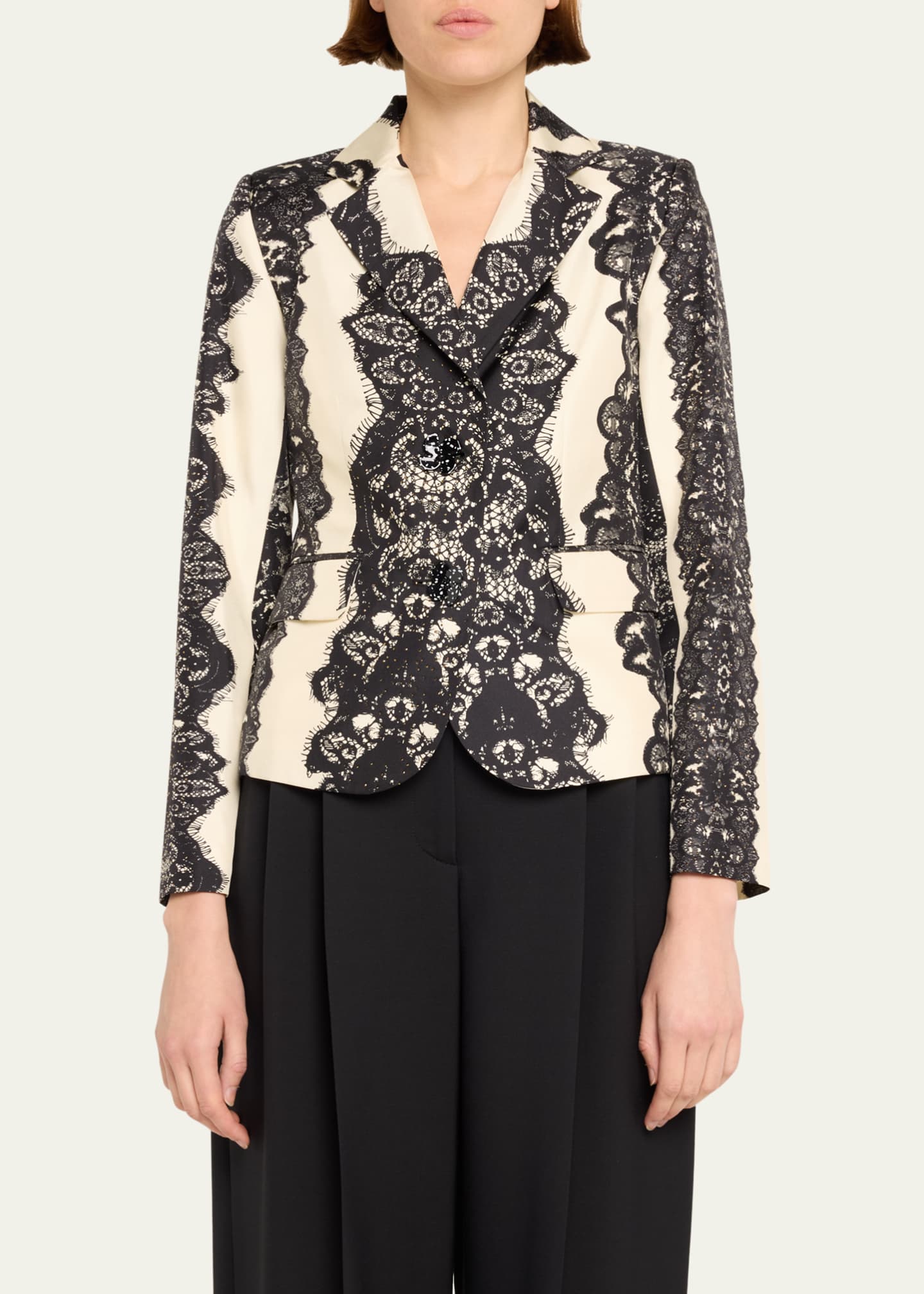 Libertine Venetian Lace Short Blazer Jacket with Crystal Buttons ...