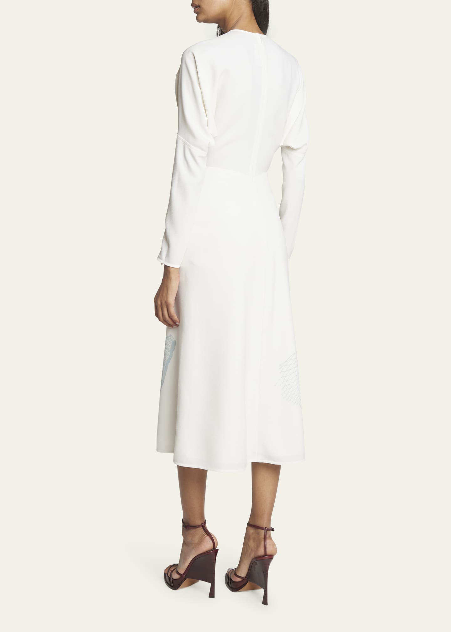 Victoria Beckham Abstract Long Dolman-Sleeve Midi Dress - Bergdorf Goodman