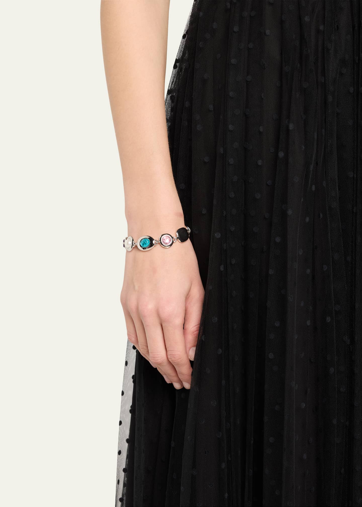 Ben-Amun Maura Silver Nugget Bracelet with Pastel Stones and Pearls ...