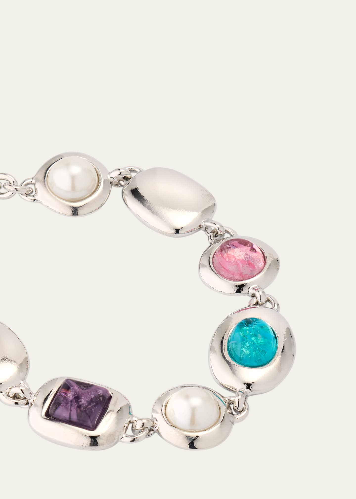 Ben-Amun Maura Silver Nugget Bracelet with Pastel Stones and Pearls ...