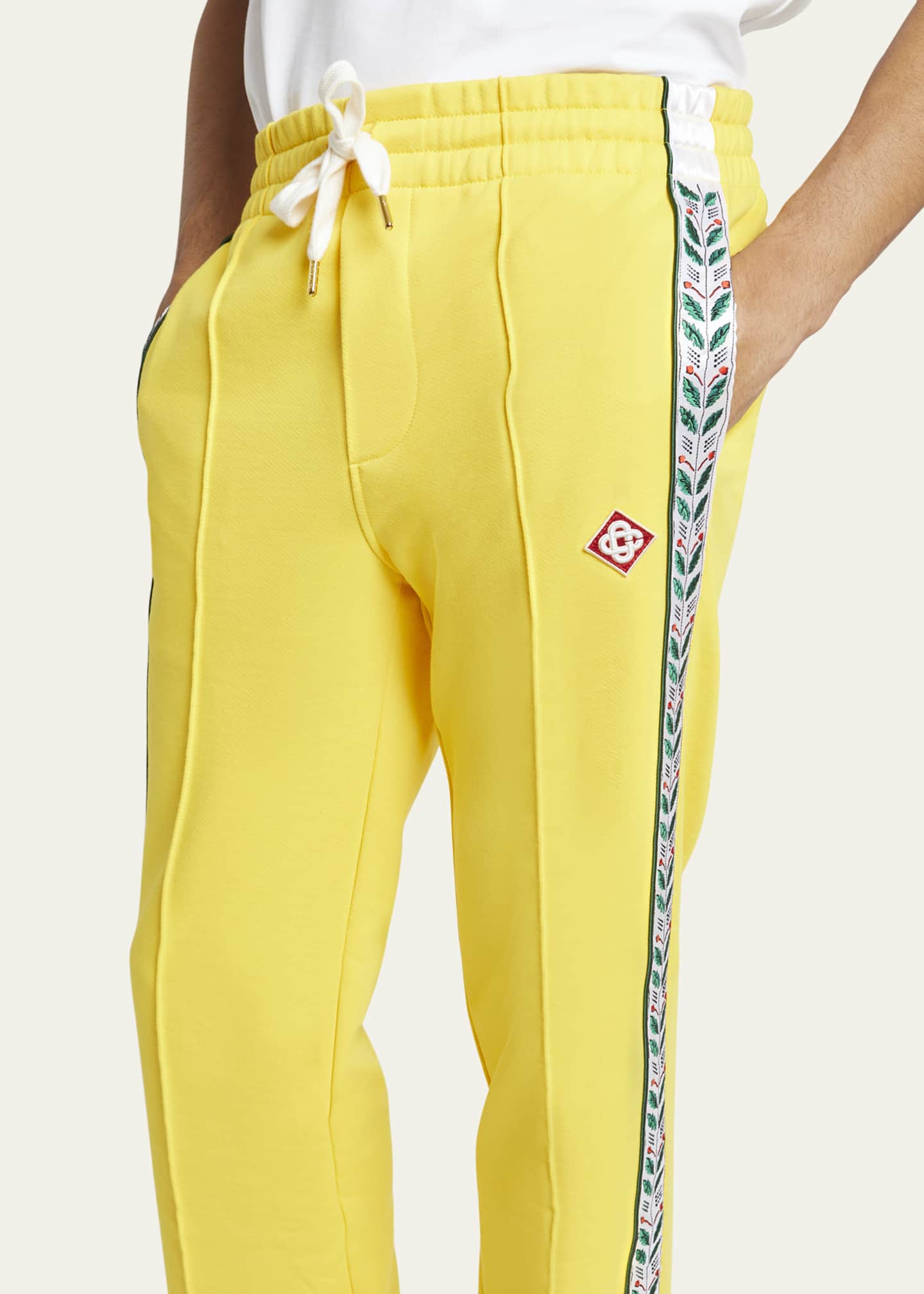 CASABLANCA Men's Terry Laurel Side-Stripe Track Pants - Bergdorf Goodman