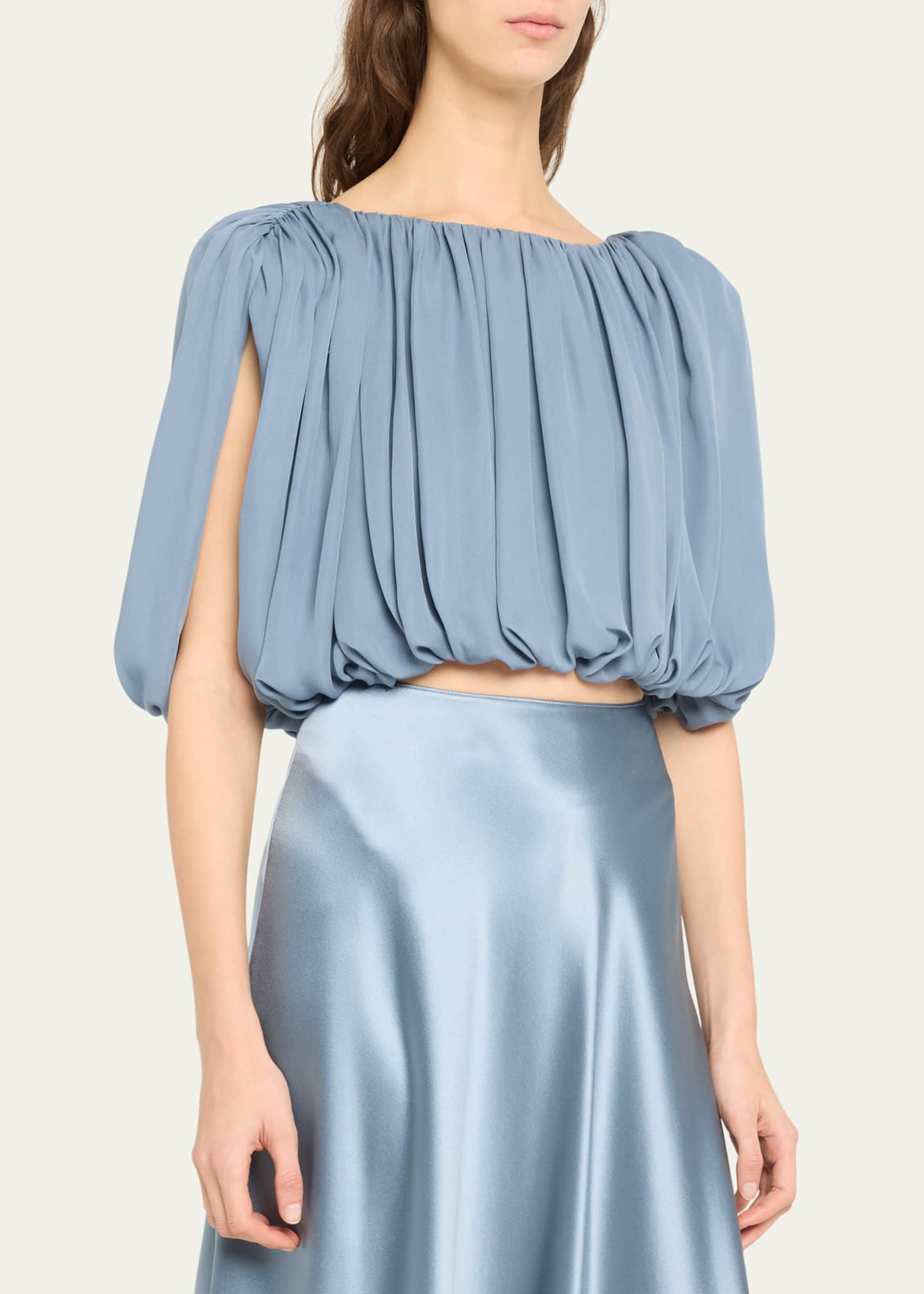 Heirlome Penelope Pleated Crop Silk Top - Bergdorf Goodman