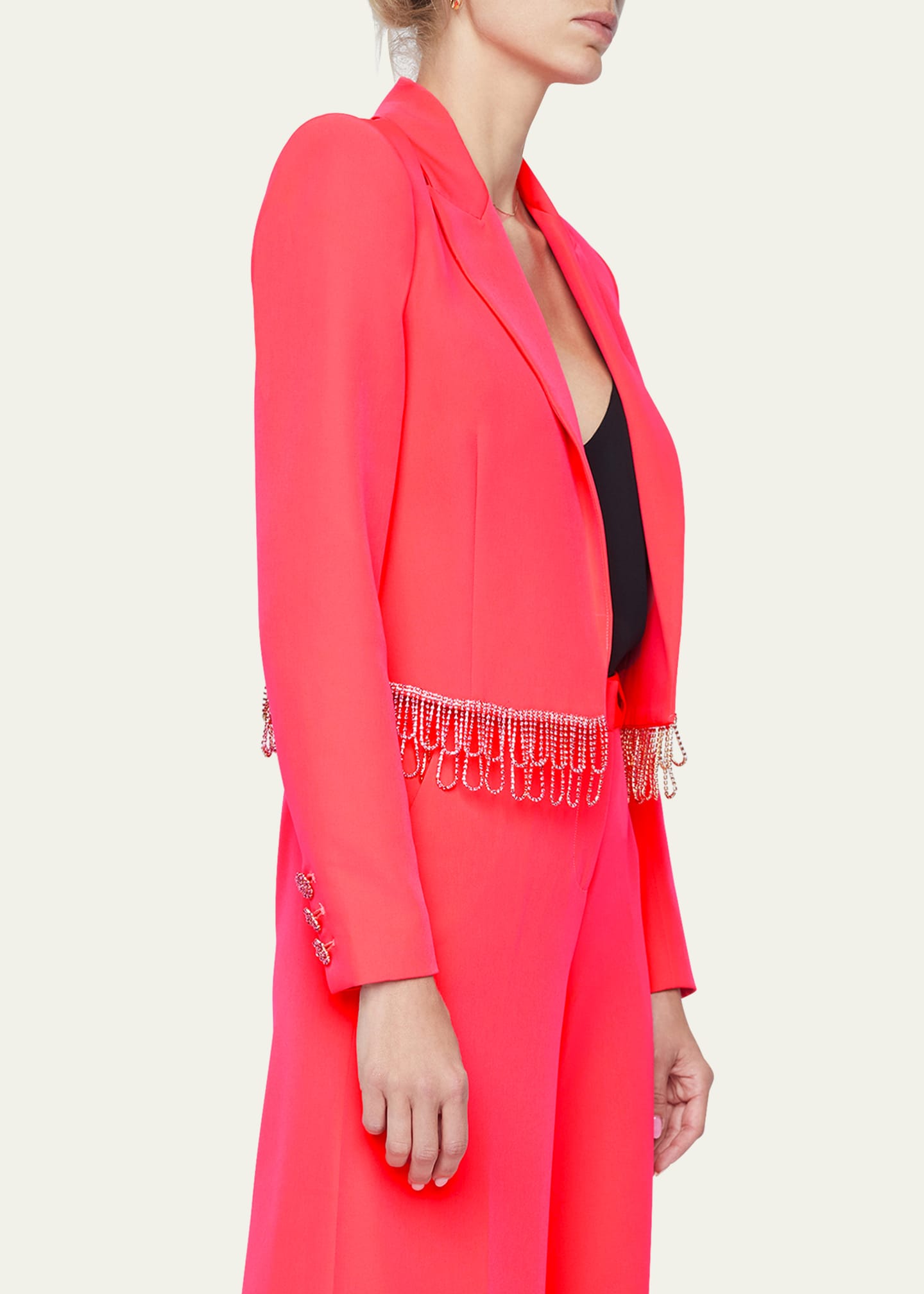 L'Agence Jen Crystal Fringe Cropped Blazer - Bergdorf Goodman