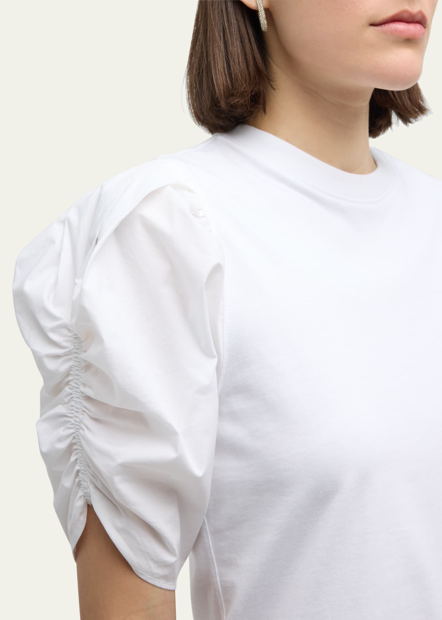 FRAME Pleated Puff-Sleeve Tee - Bergdorf Goodman