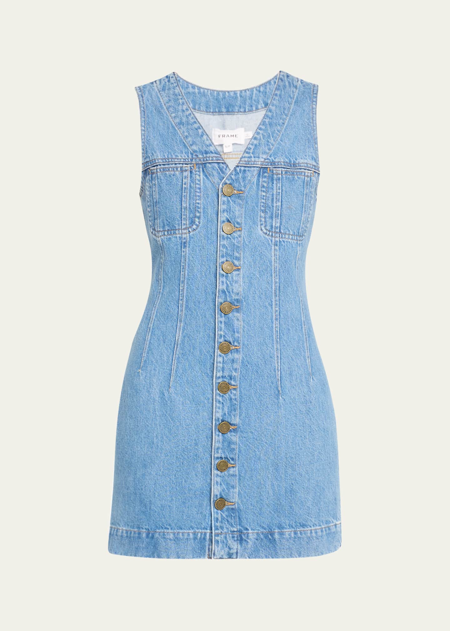 FRAME Sleeveless Denim Pocket Mini Dress - Bergdorf Goodman