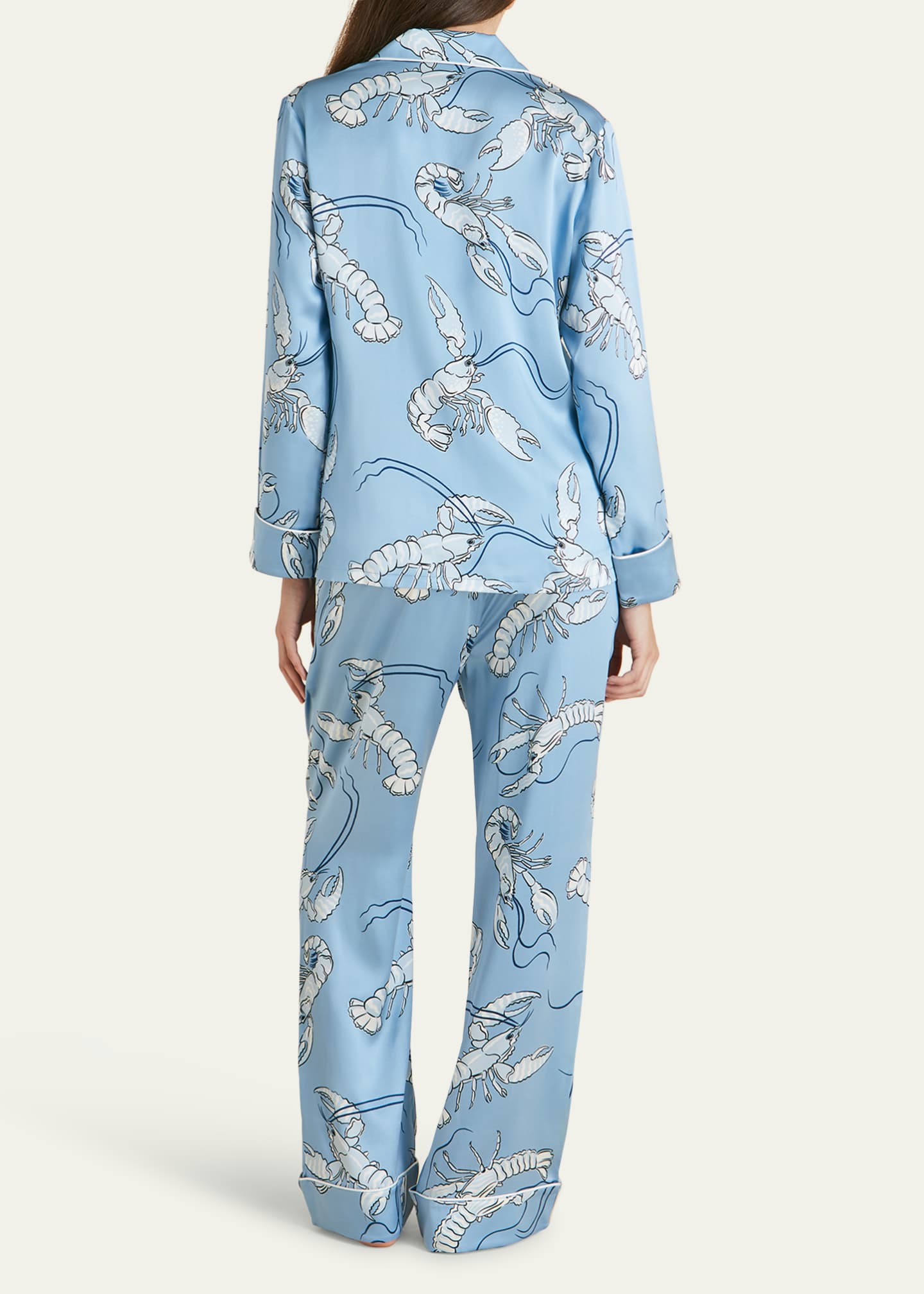 Olivia Von Halle Lila Lobster Print Silk Pajama Set Bergdorf Goodman