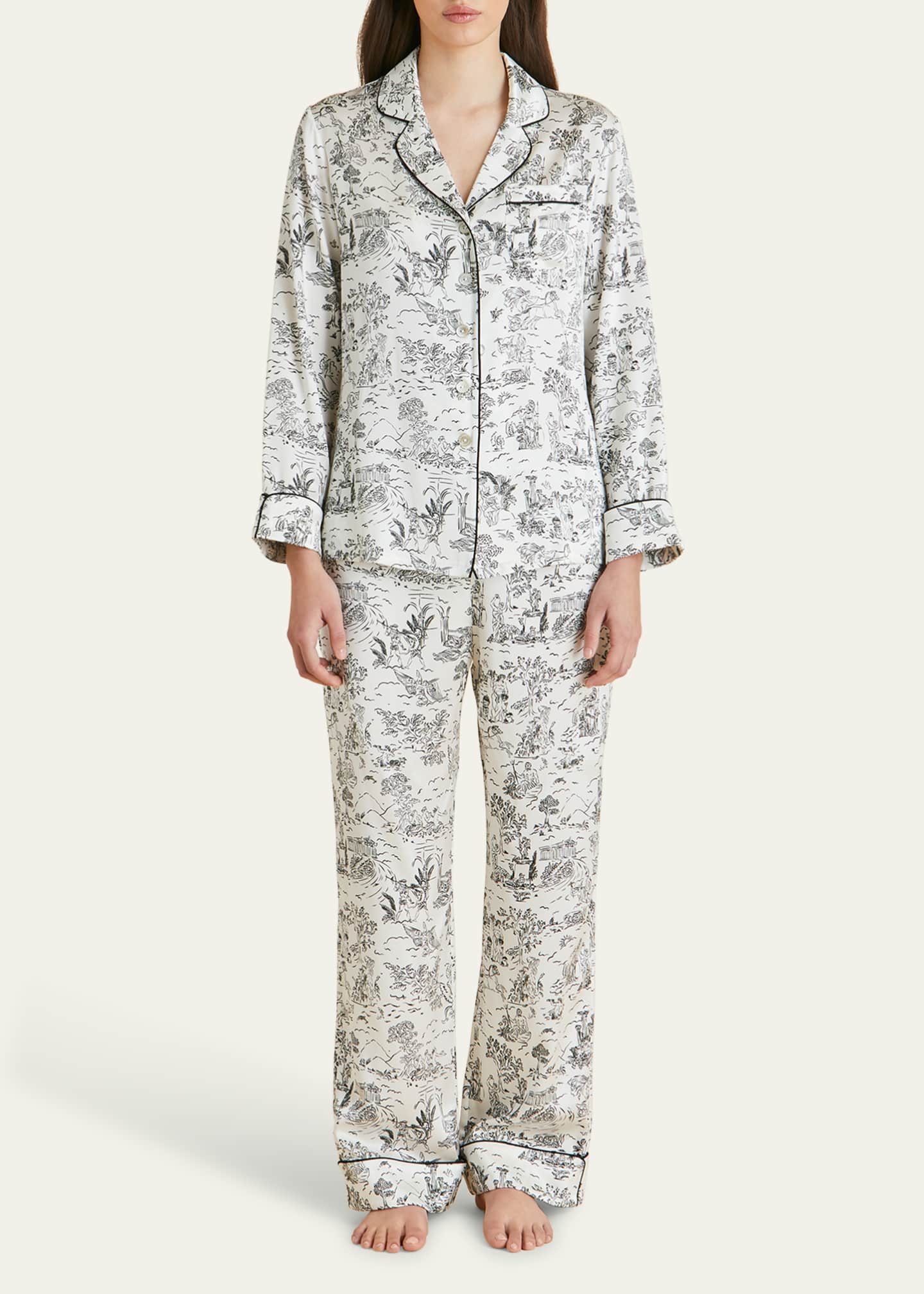 Olivia Von Halle Lila Toile Print Silk Pajama Set Bergdorf Goodman